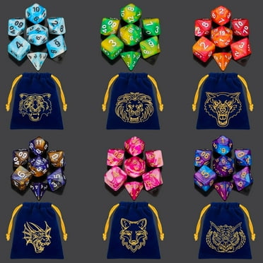 7Pcs/Set Polyhedral Black Dice Set Game Dice For TRPG DND Accessories ...