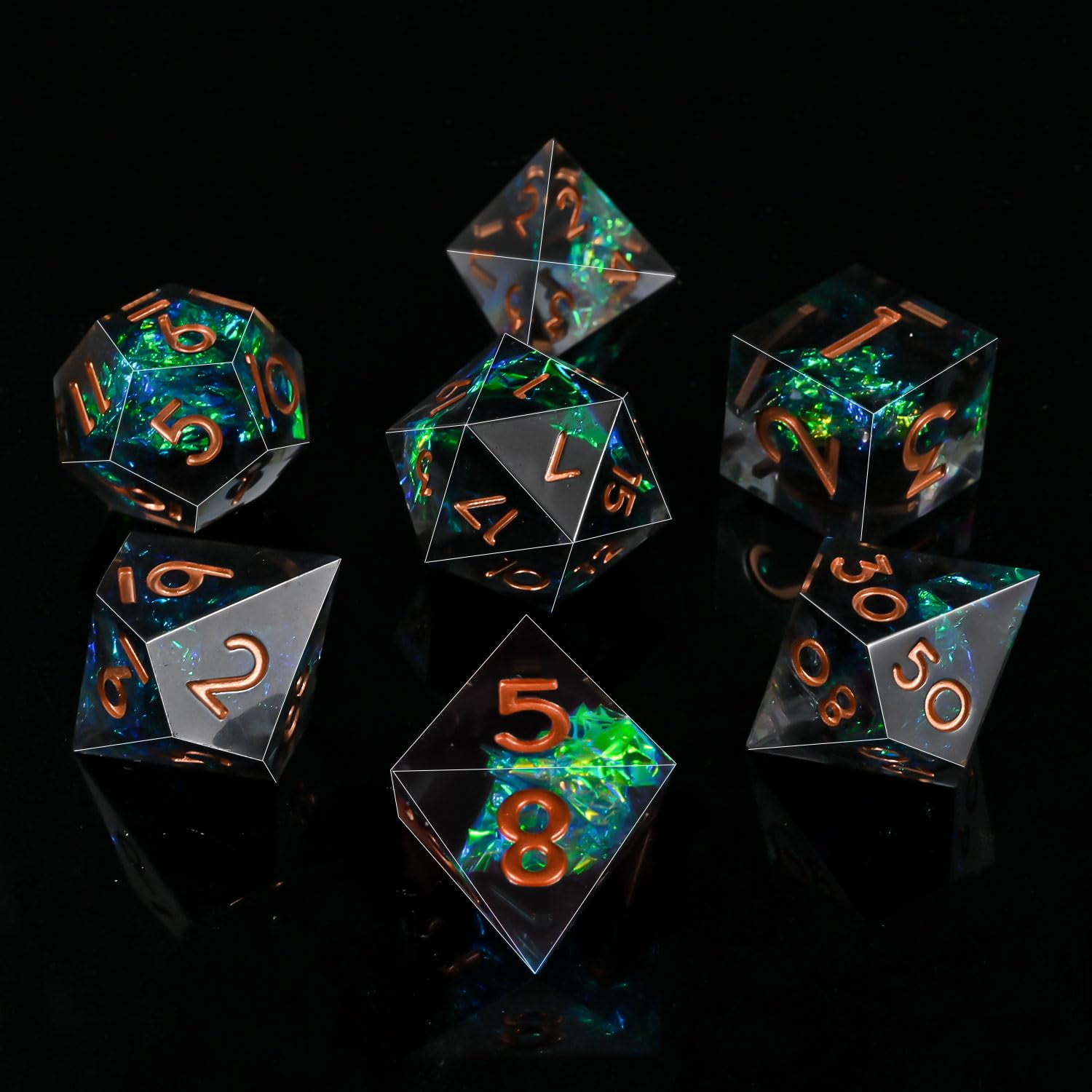 DND Dice Set Sharp MMF7 Edge Dice Set 7 Piece DND polyhedral Dice ...