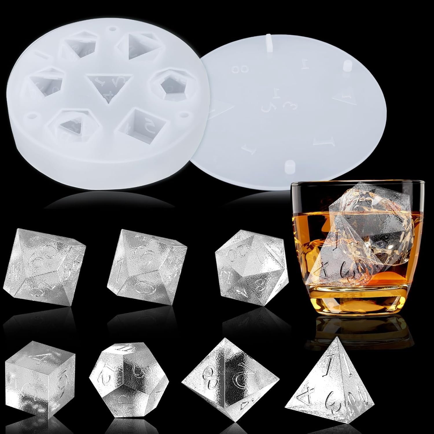 DND Dice Shaped Ice Cube Mold for Whisky, DND Dice Silicone Ice Cube ...