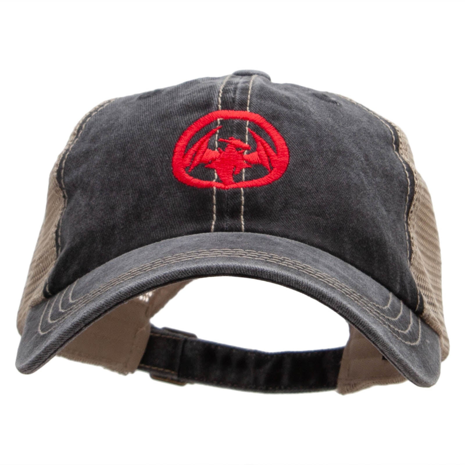 DND Dragon Embroidered Pigment Dyed Mesh Cap - Black Khaki OSFM ...