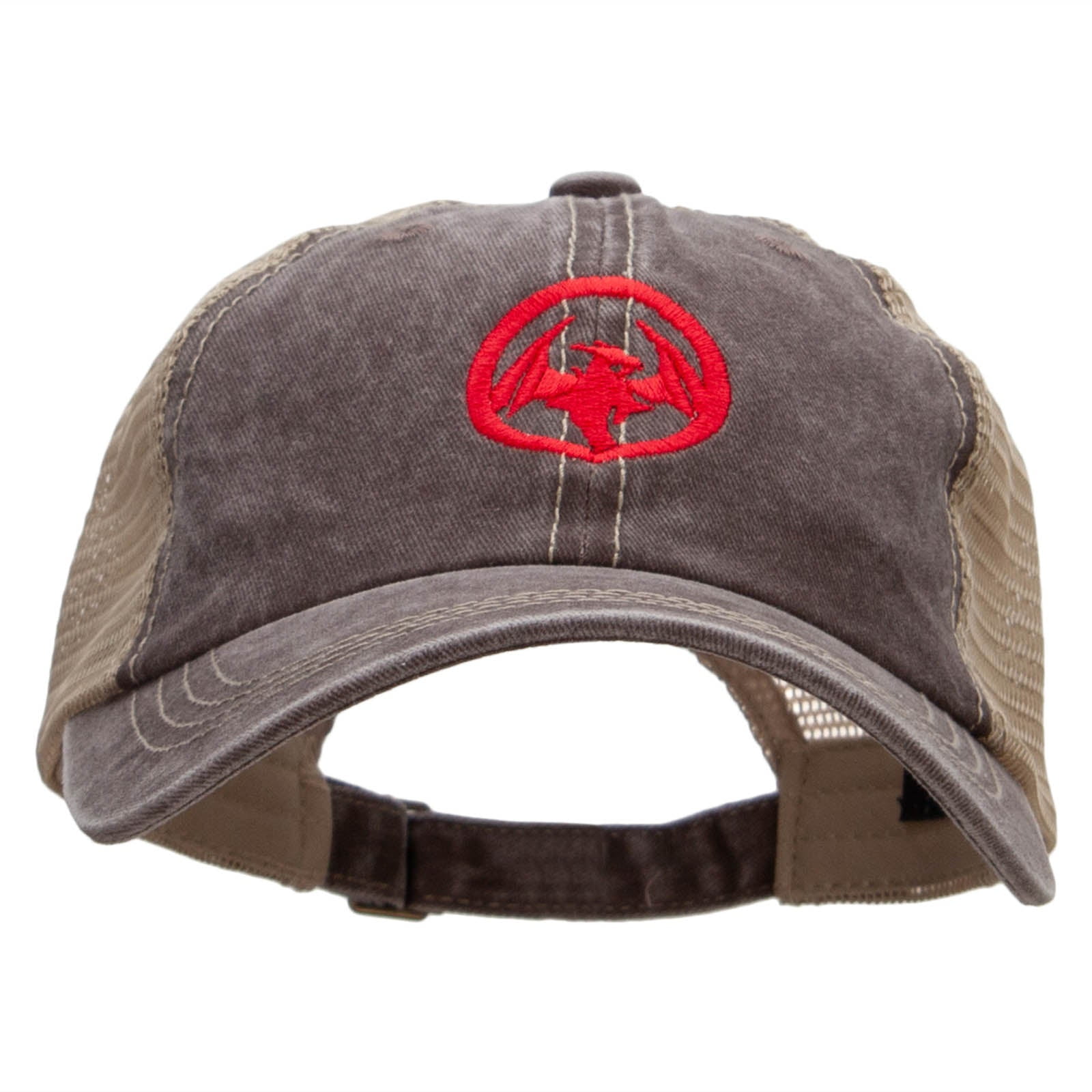 DND Dragon Embroidered Pigment Dyed Mesh Cap - Brown Khaki OSFM ...