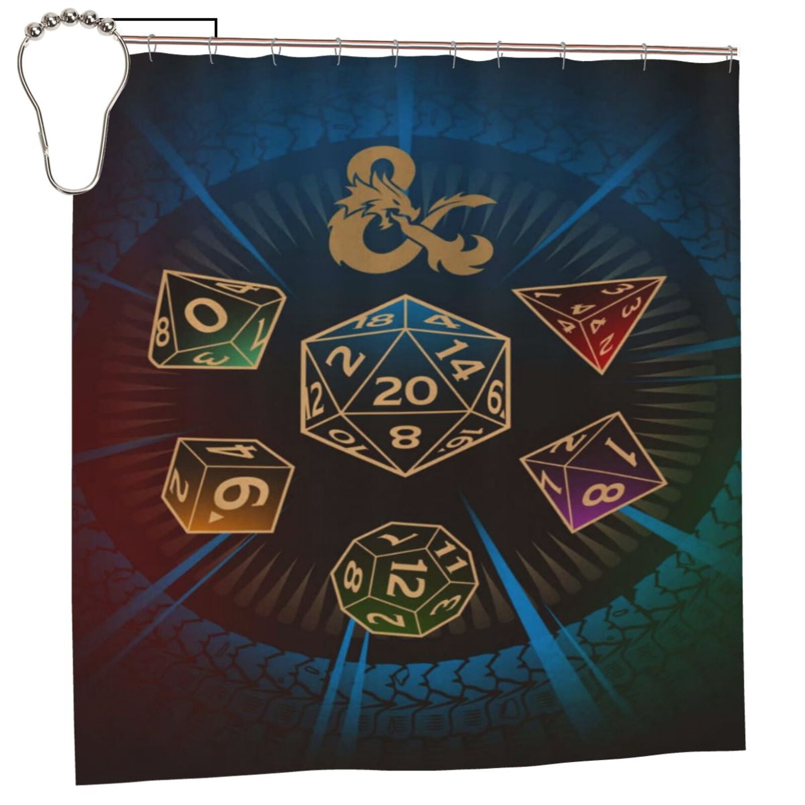 DND Dungeo-,ns And Dragon Shower Curtain Bathroom Curtain Sets with 12 ...