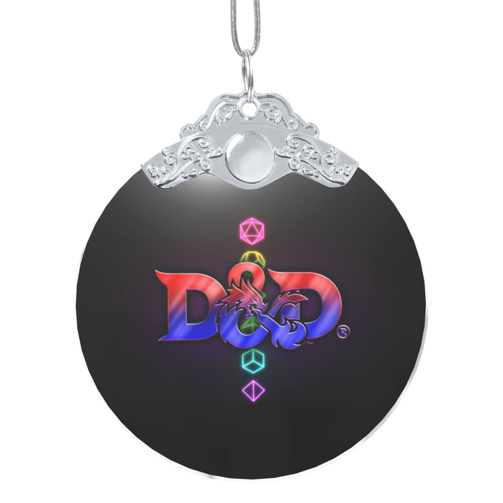 DND Dungeons And Dragons Christmas Tree Glass Round Pendant, Christmas ...