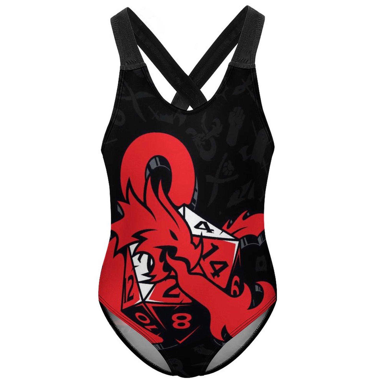 DND Dungeons And Dragons Girls Swimwear Cartoon Cross Shoulder Swimsuit ...