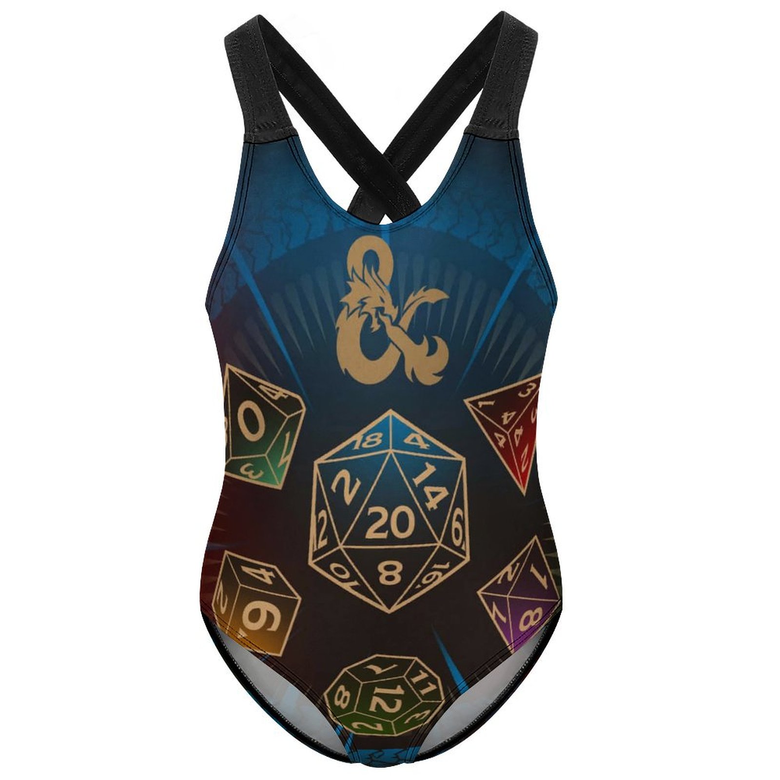 DND Dungeons And Dragons Girls Swimwear Cartoon Cross Shoulder Swimsuit ...