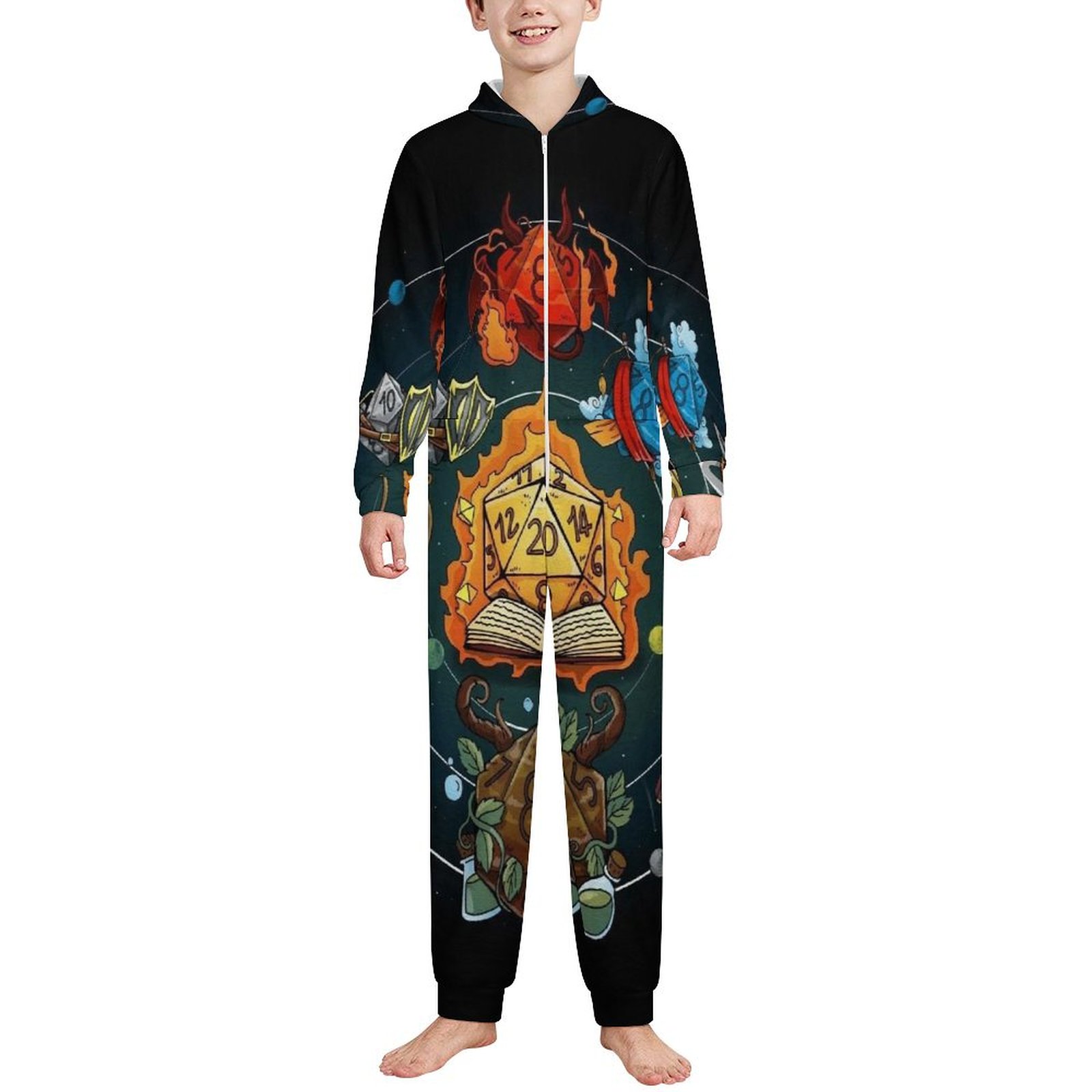 DND Dungeons And Dragons Onesie Pajama Sleepwear Fleece Jumpsuits for ...