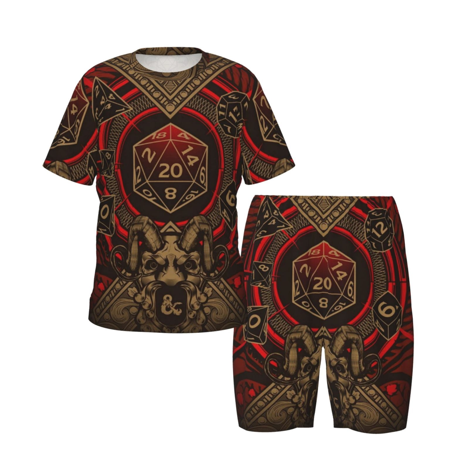 DND Dungeons And Dragons Pajamas Summer Short Sleeve Pajamas Shorts Set ...