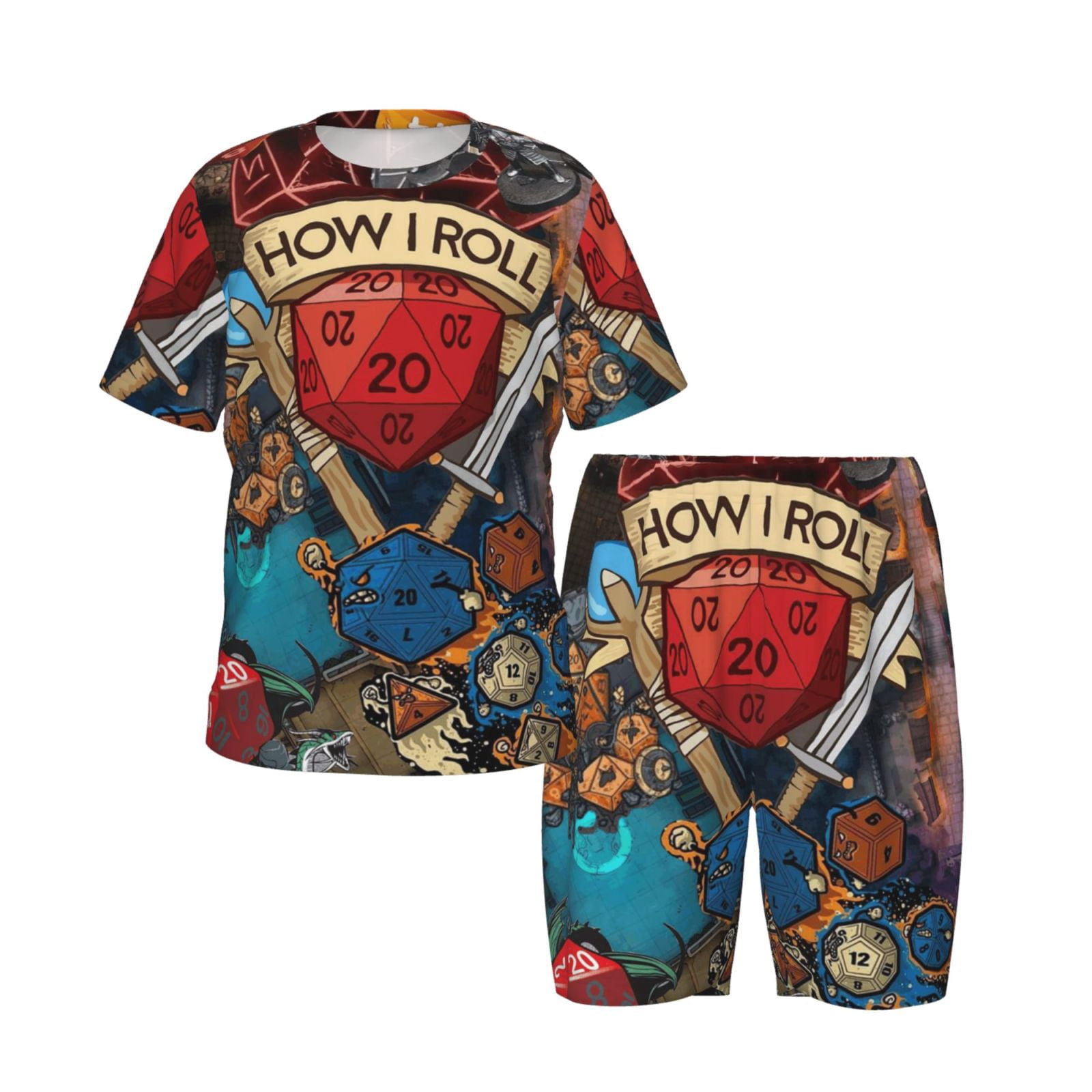 DND Dungeons And Dragons Pajamas Summer Short Sleeve Pajamas Shorts Set ...