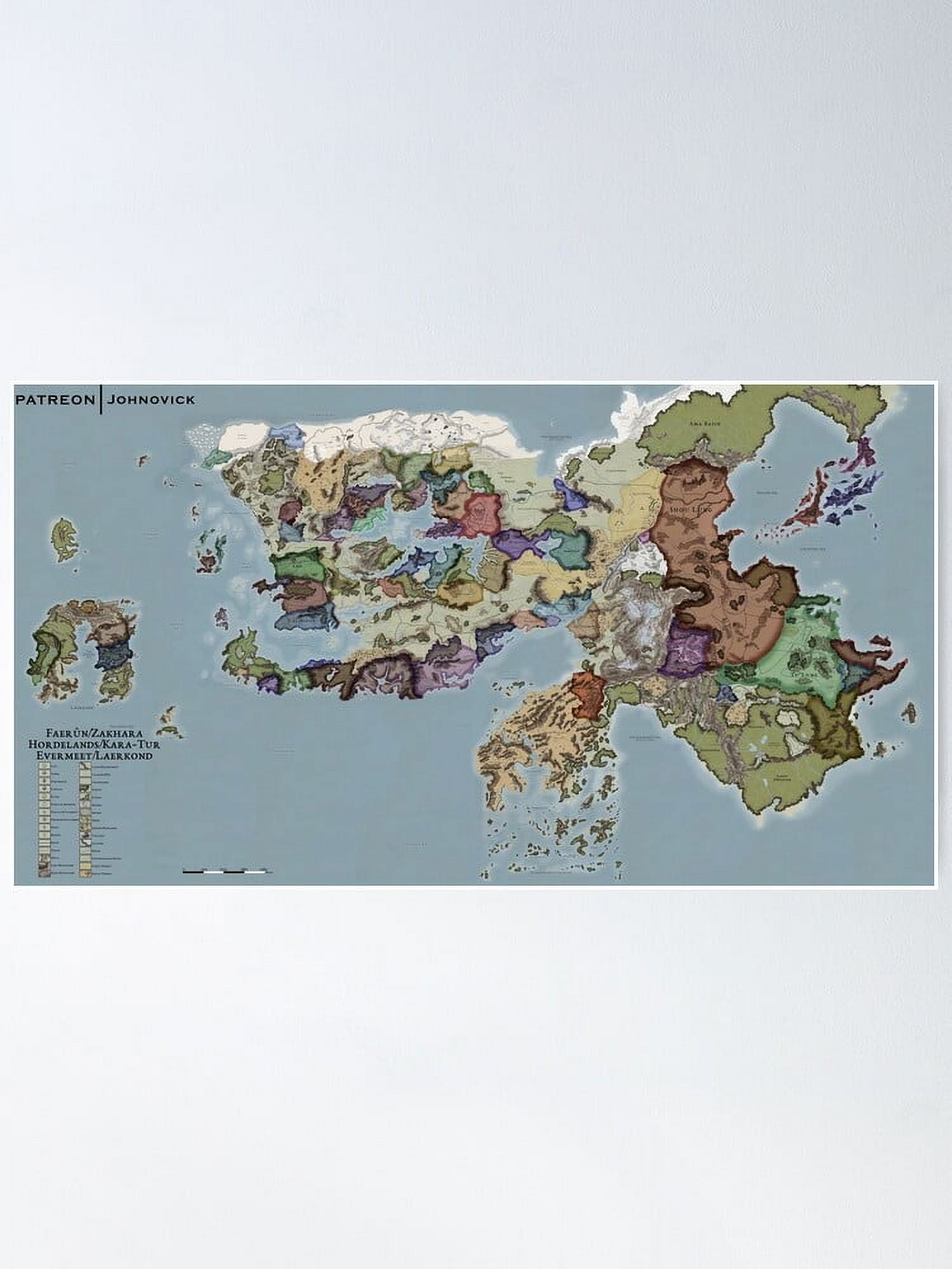 DND: EXTENDED Faerun Map (NO HEXES) Poster - Walmart.com
