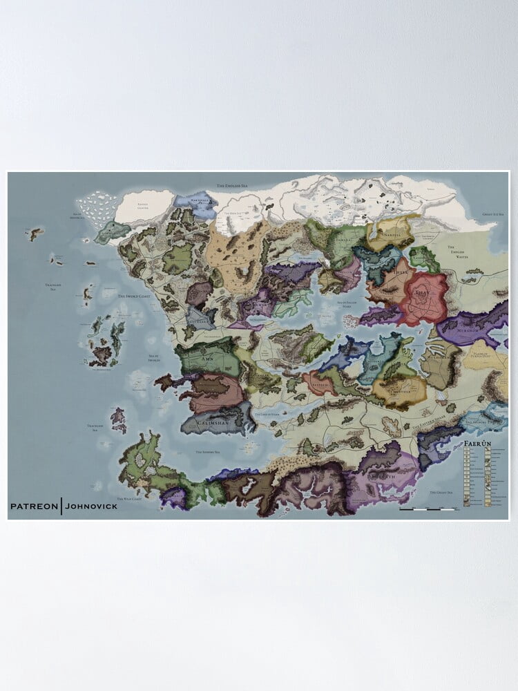 DND: Faerun Map (HEXES) Poster - Walmart.com