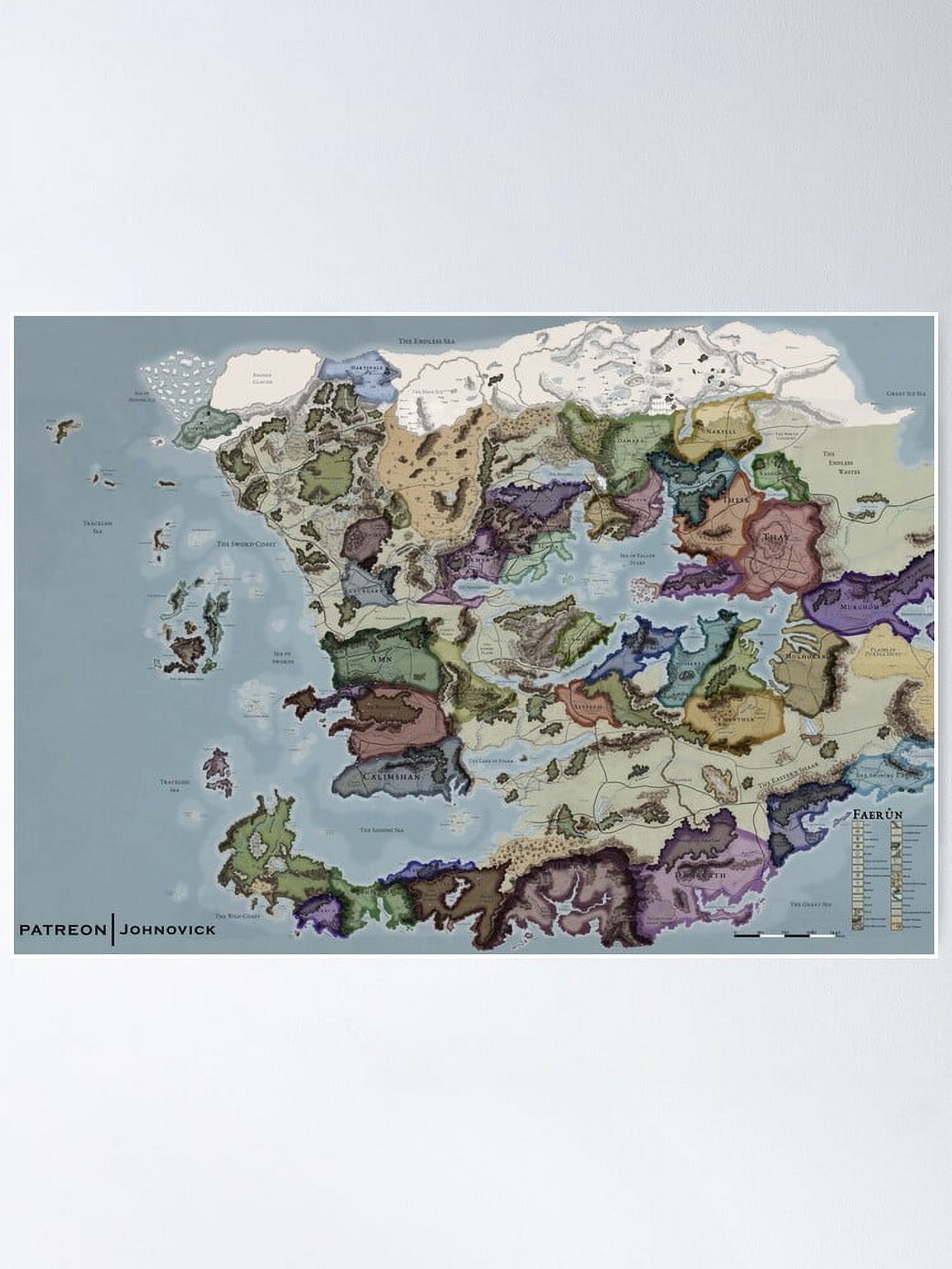 DND: Faerun Map (NO HEXES) Poster - Walmart.com