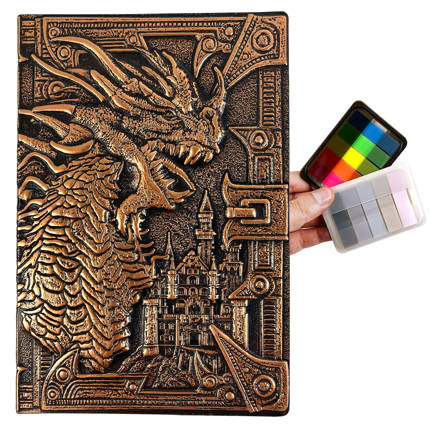 DND Notebook / Journal, with 3D Bronze Dragon Embossed Faux Leather ...