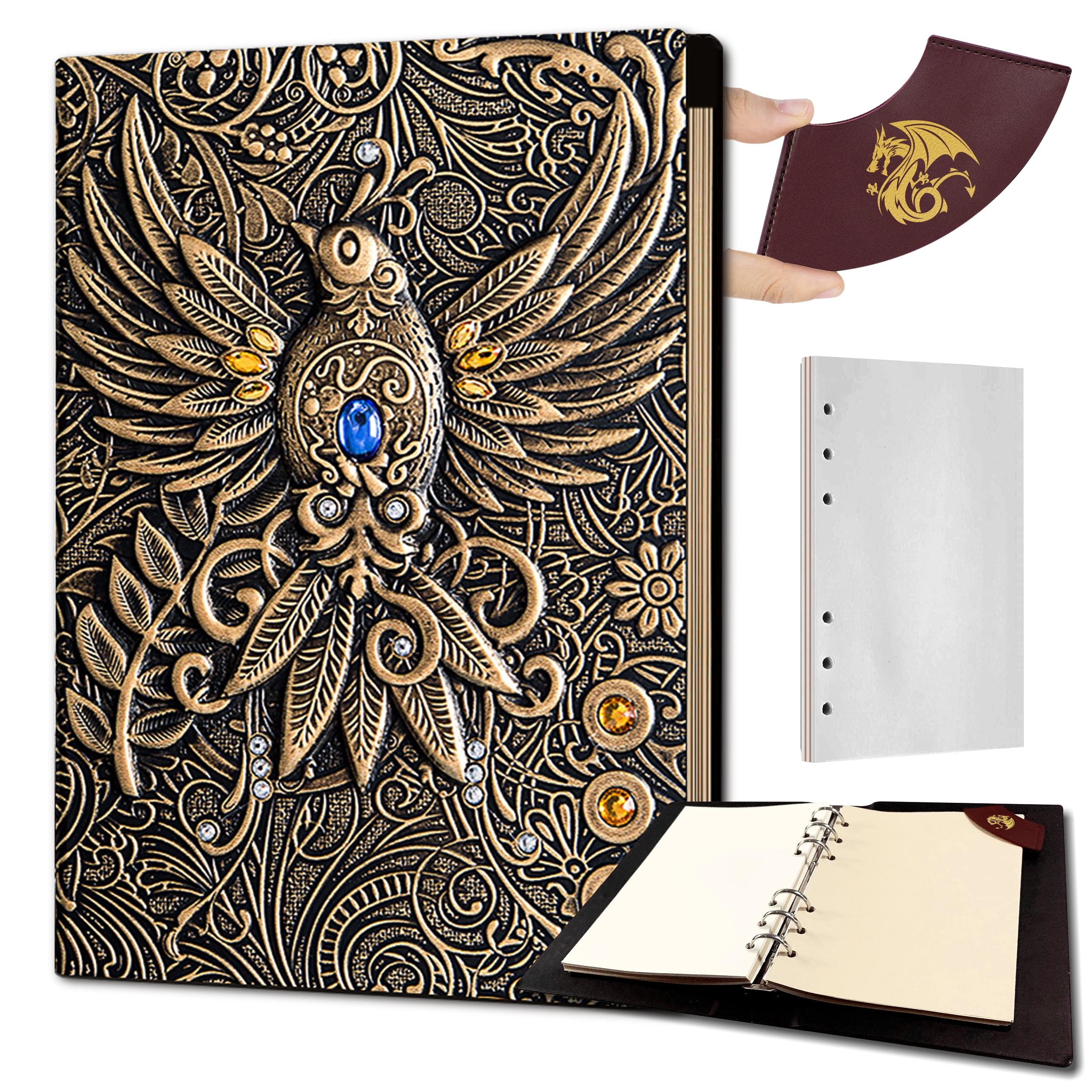 DDFE Refillable DND Notebook, Faux Leather RPG Journal, Embossed, 6 ...