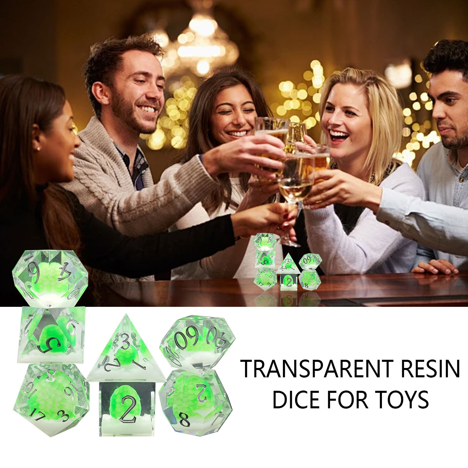 DND Resin Dice Beholder's Dragon Eye Dice Liquid Core Dice Set，Sharp ...