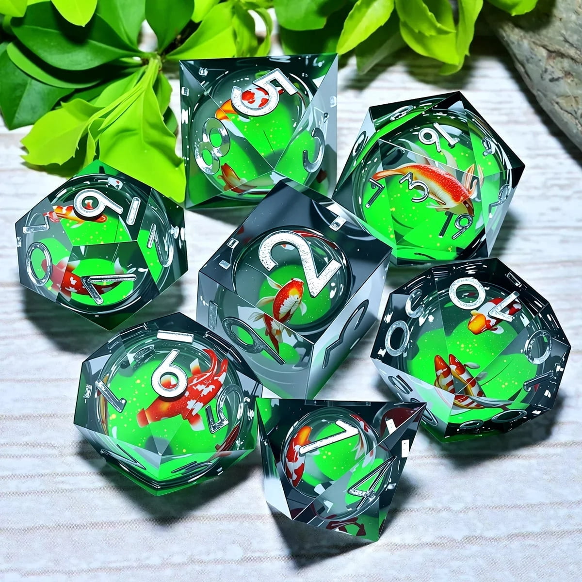 DND Resin Flowing Sand Dice Set (7 pieces), suitable for the role ...