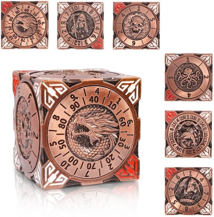 DND Spinner Dice - 7-in-1 Metal Dice Set with 3D Relief Dragon Design ...