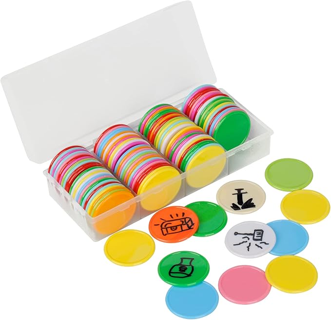 DND Wet & Dry Erase Tokens Set of 100 Colorful Blank Counters - 1.5 ...