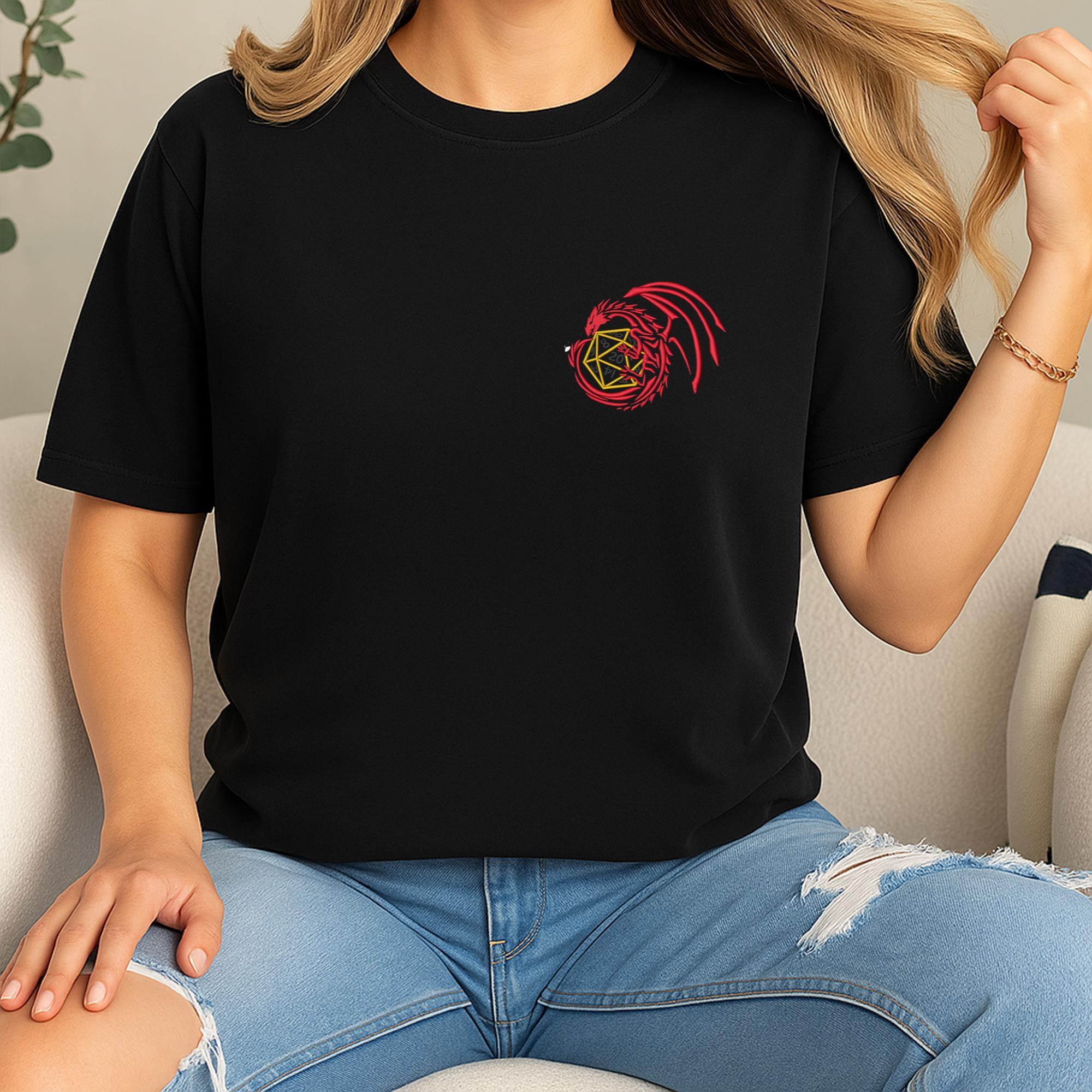 DND dragon dice RPG embroidered Comfort Colors Tshirt tabletop gamer ...
