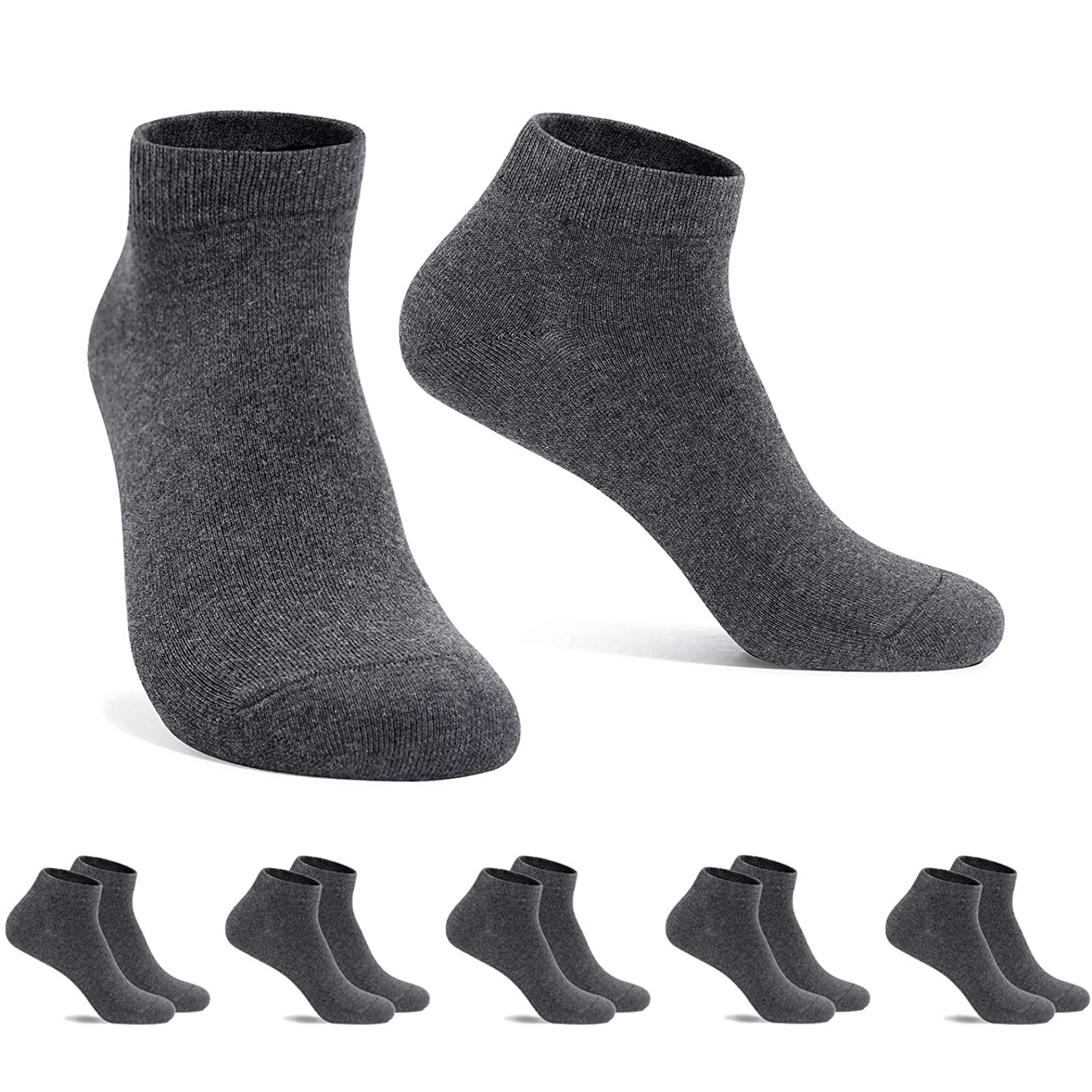 DNDKILG 5 Pairs Mens Cushion Ankle Socks Men 5 Pack Low Cut Comfort ...