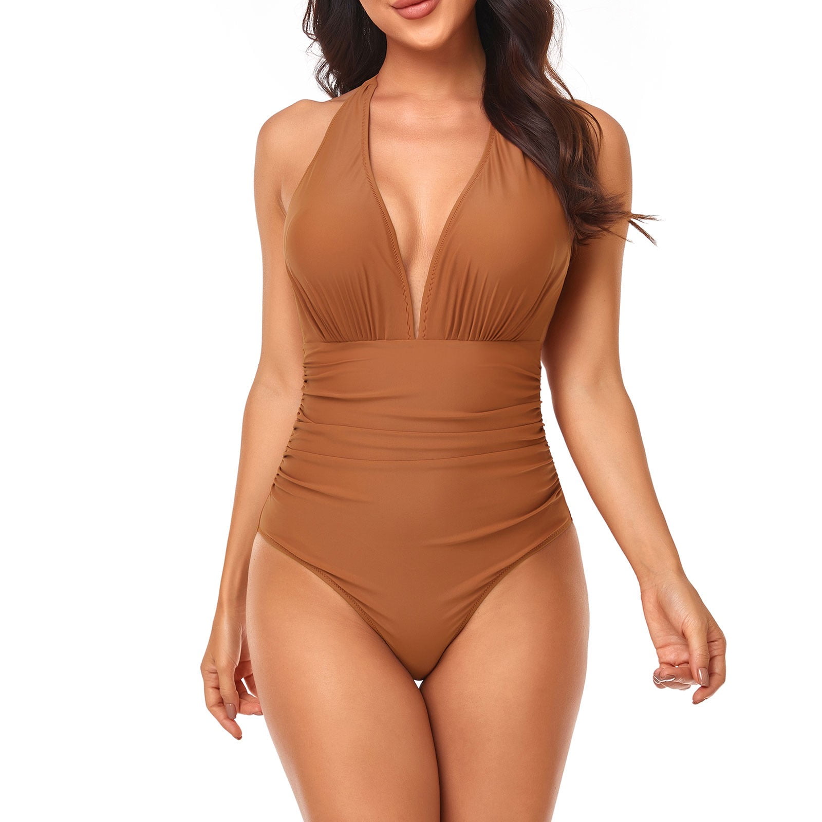 One Piece Swimsuit Camel