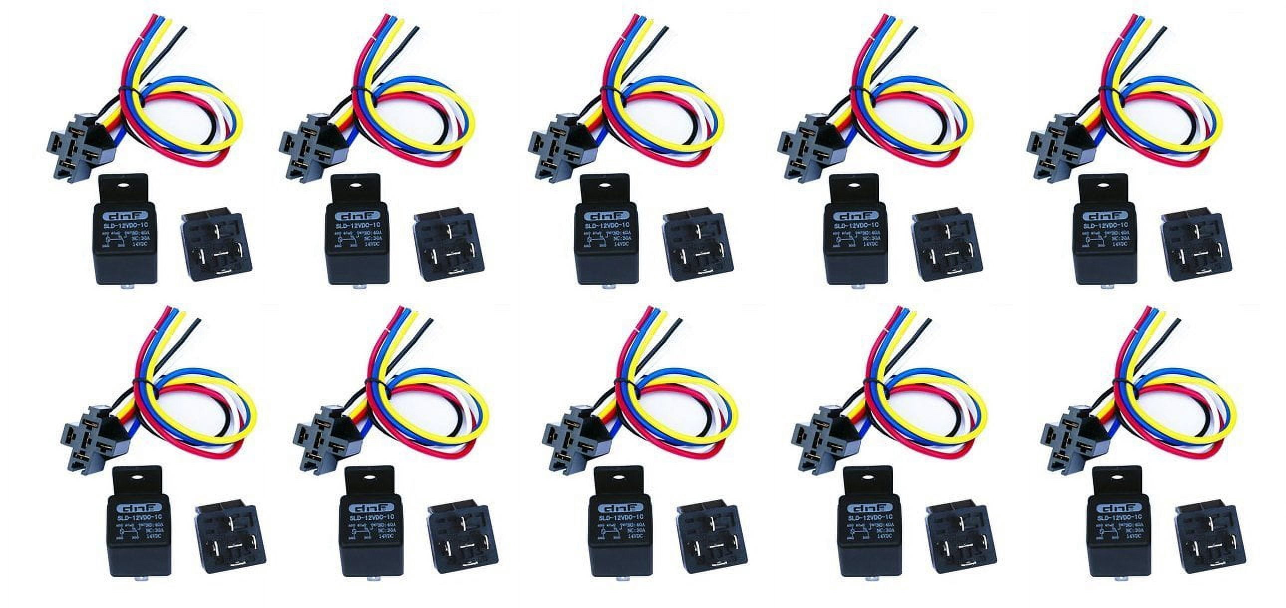 DNF (10 Pair) 40 AMP Relay Harness (Long) SPDT 12V Bosch Style ...