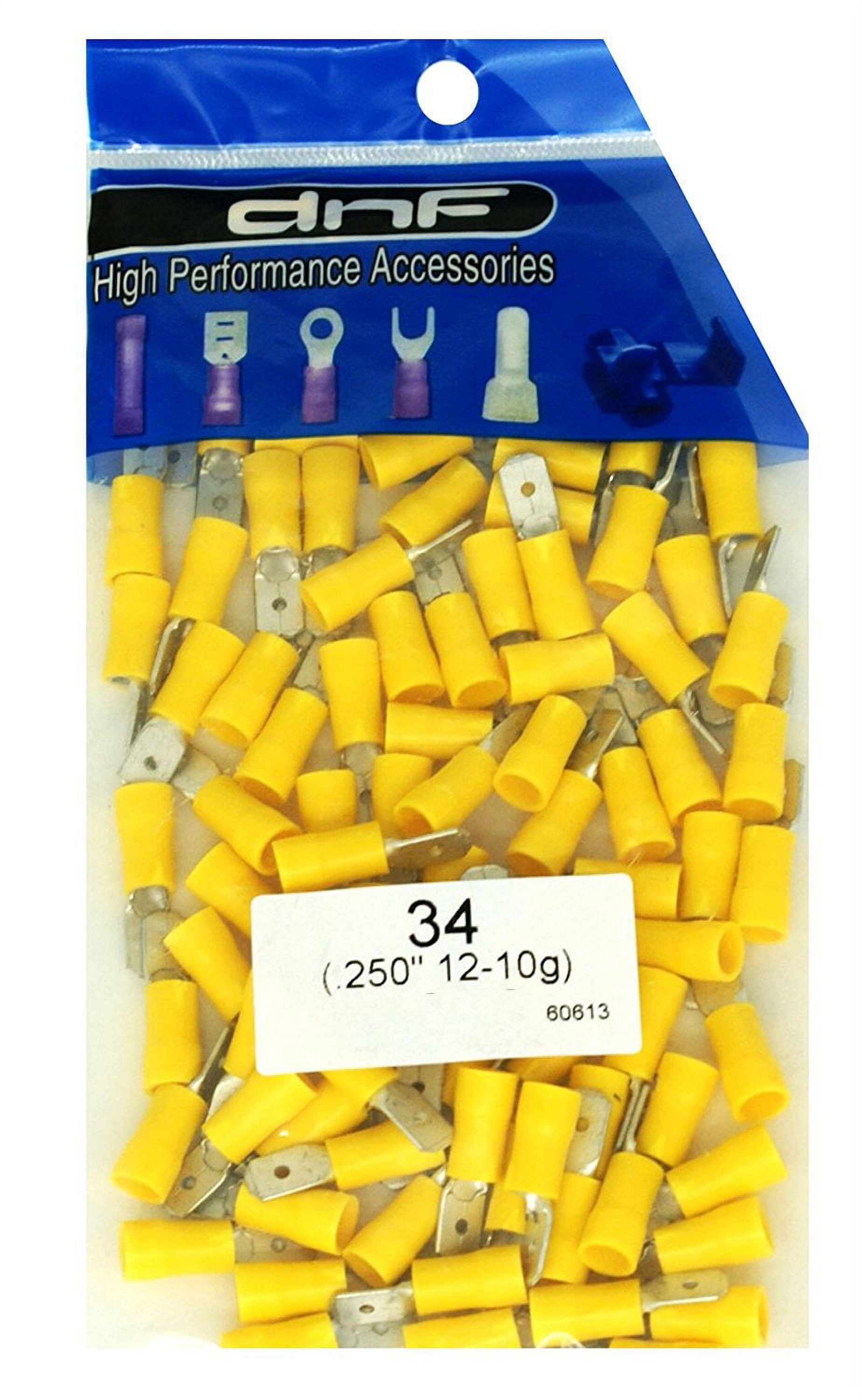 DNF 100 Pack 12-10 Gauge Yellow Vinyl Male Quick Disconnect Wire ...
