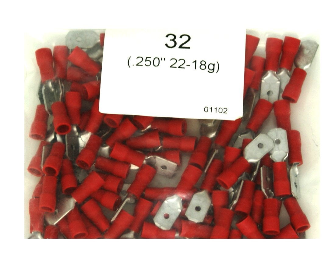 DNF 100 Pack 22-18 Gauge Red Vinyl Male Quick Disconnect Wire ...