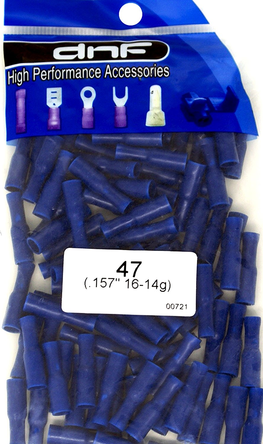 DNF 100 Pack Copper 16-14 Gauge Blue Vinyl Female Bullet Connectors ...