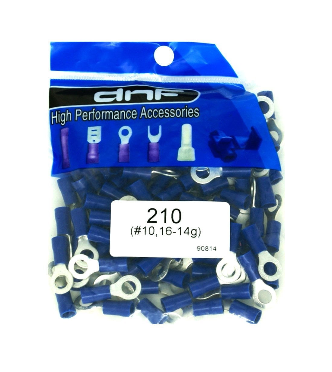 DNF 100 Pieces 16-14 Copper Gauge Blue Ring Terminals Electrical Wire ...