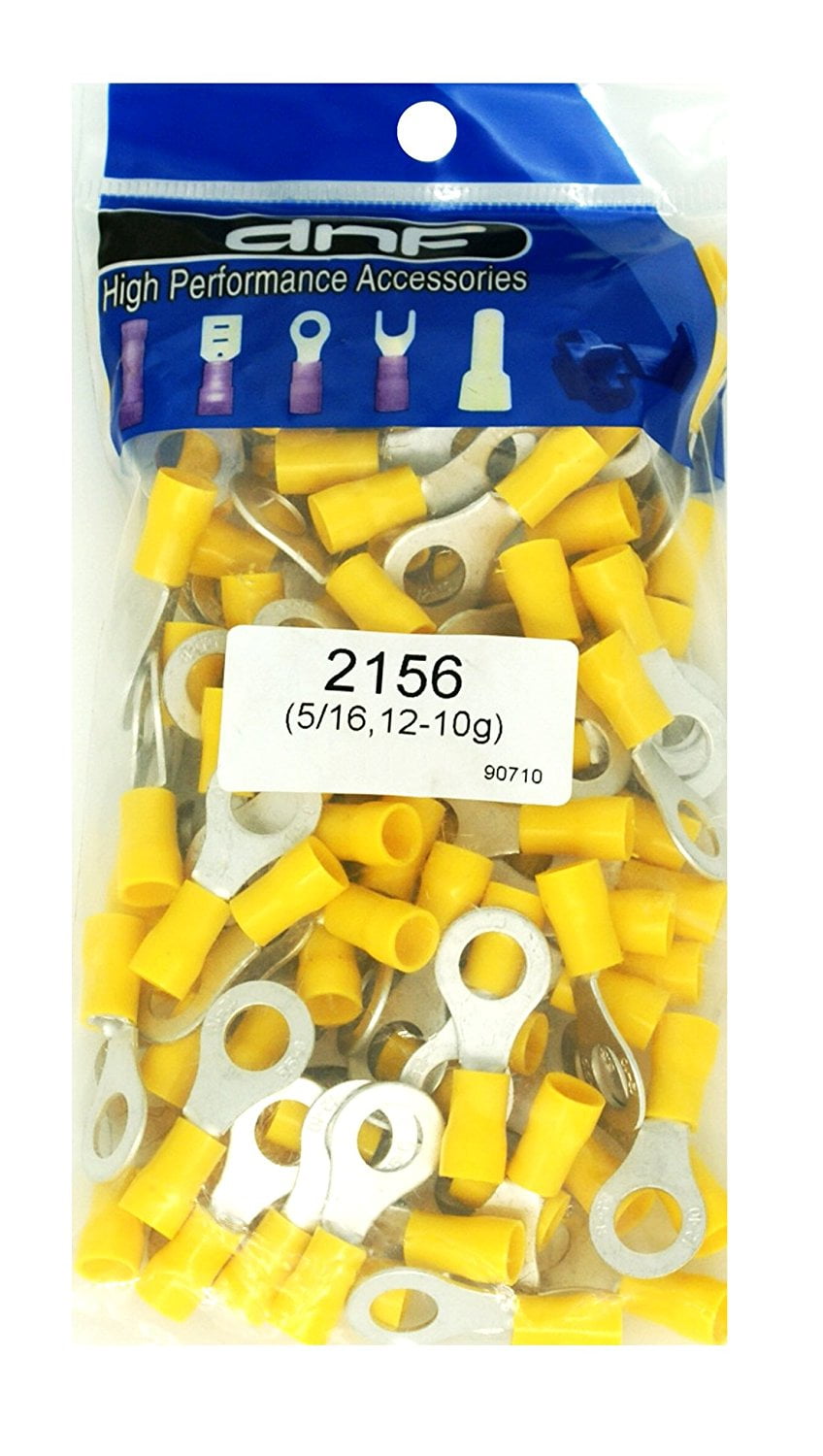 DNF 100 Pieces Copper 12-10 Gauge Yellow Ring Terminals Electrical Wire ...