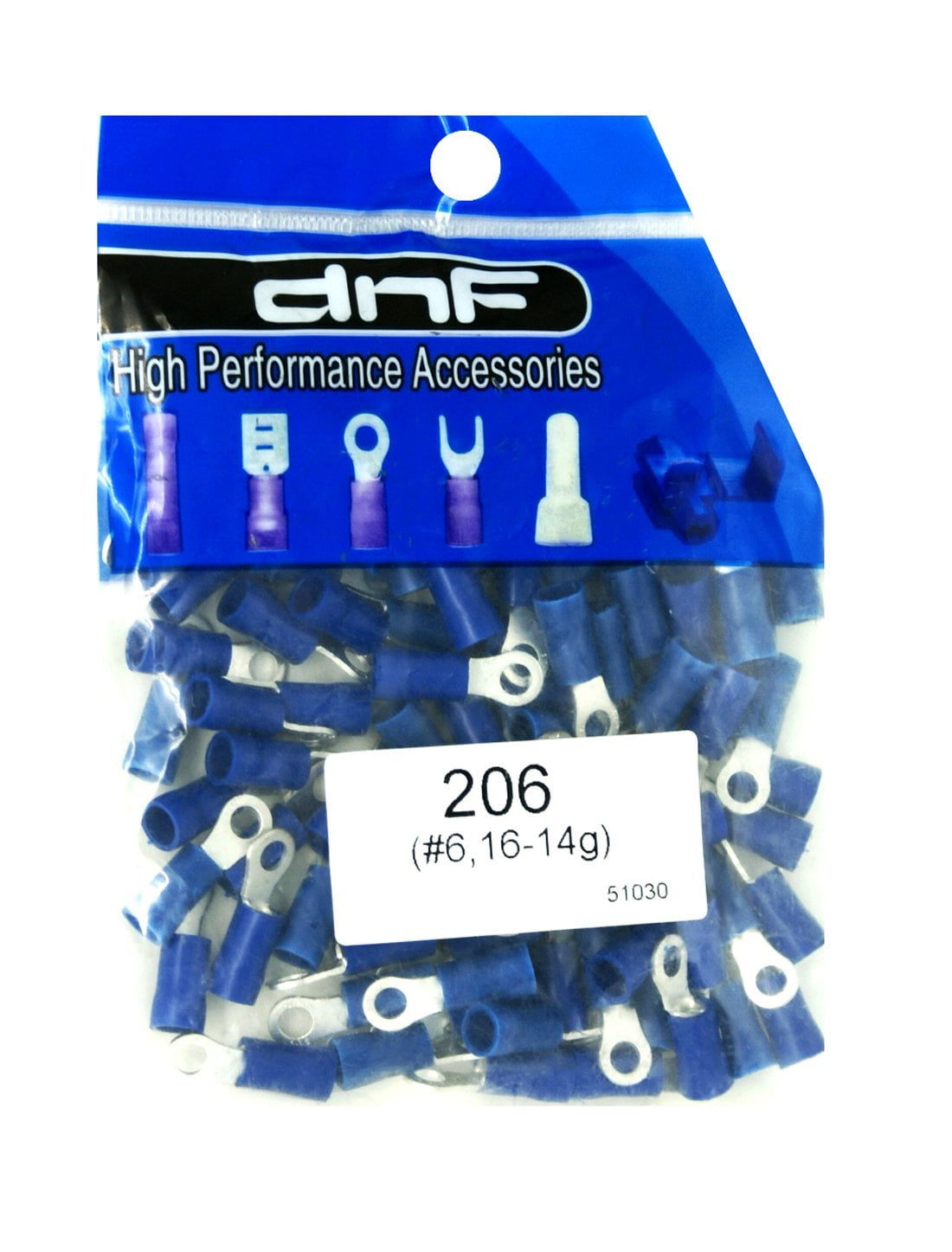 DNF 100 Pieces Copper 16-14 Gauge Blue Ring Terminals Electrical Wire ...