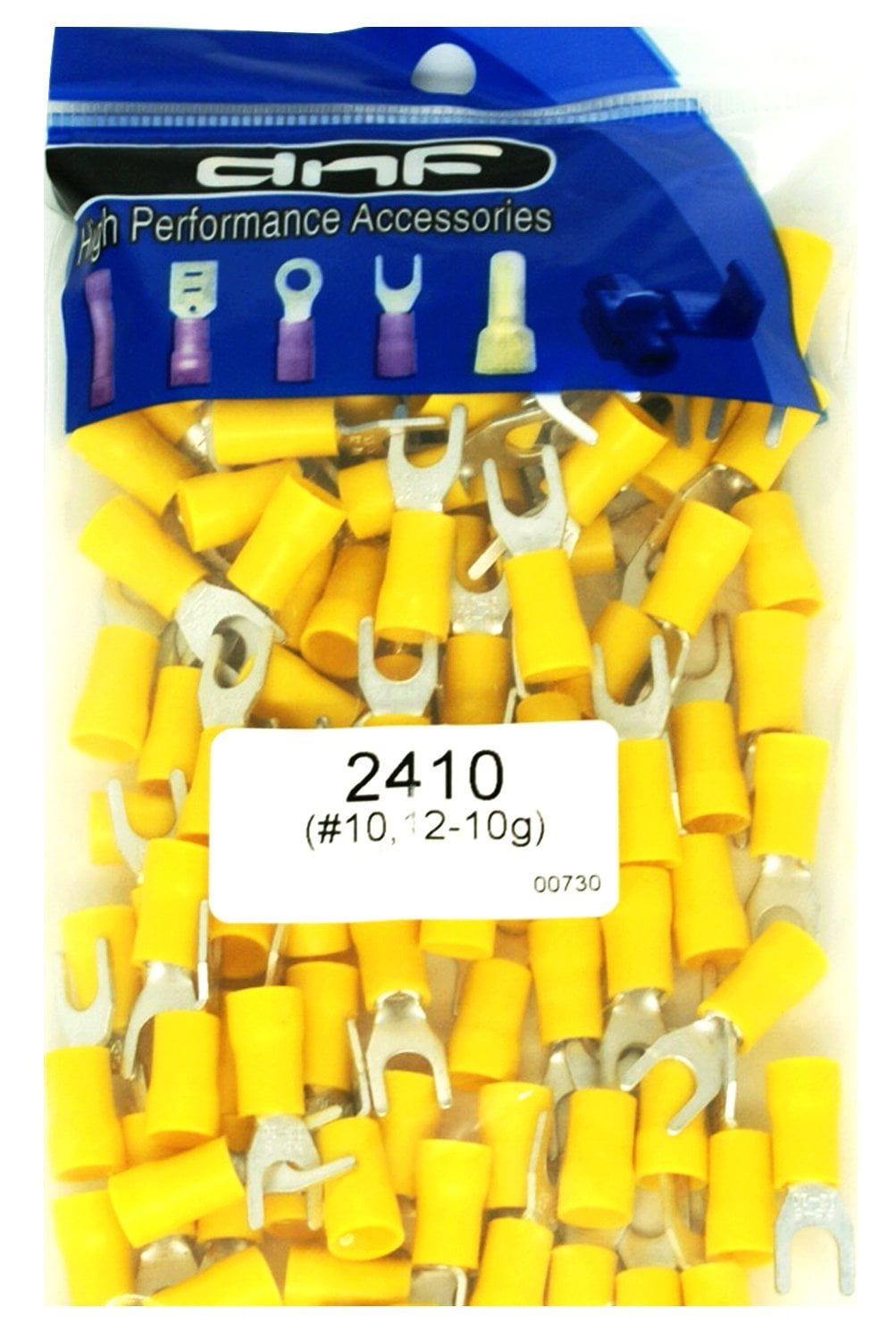 DNF 200 Pack Copper 12-10 Gauge Yellow Spade Electrical Terminals #10 ...