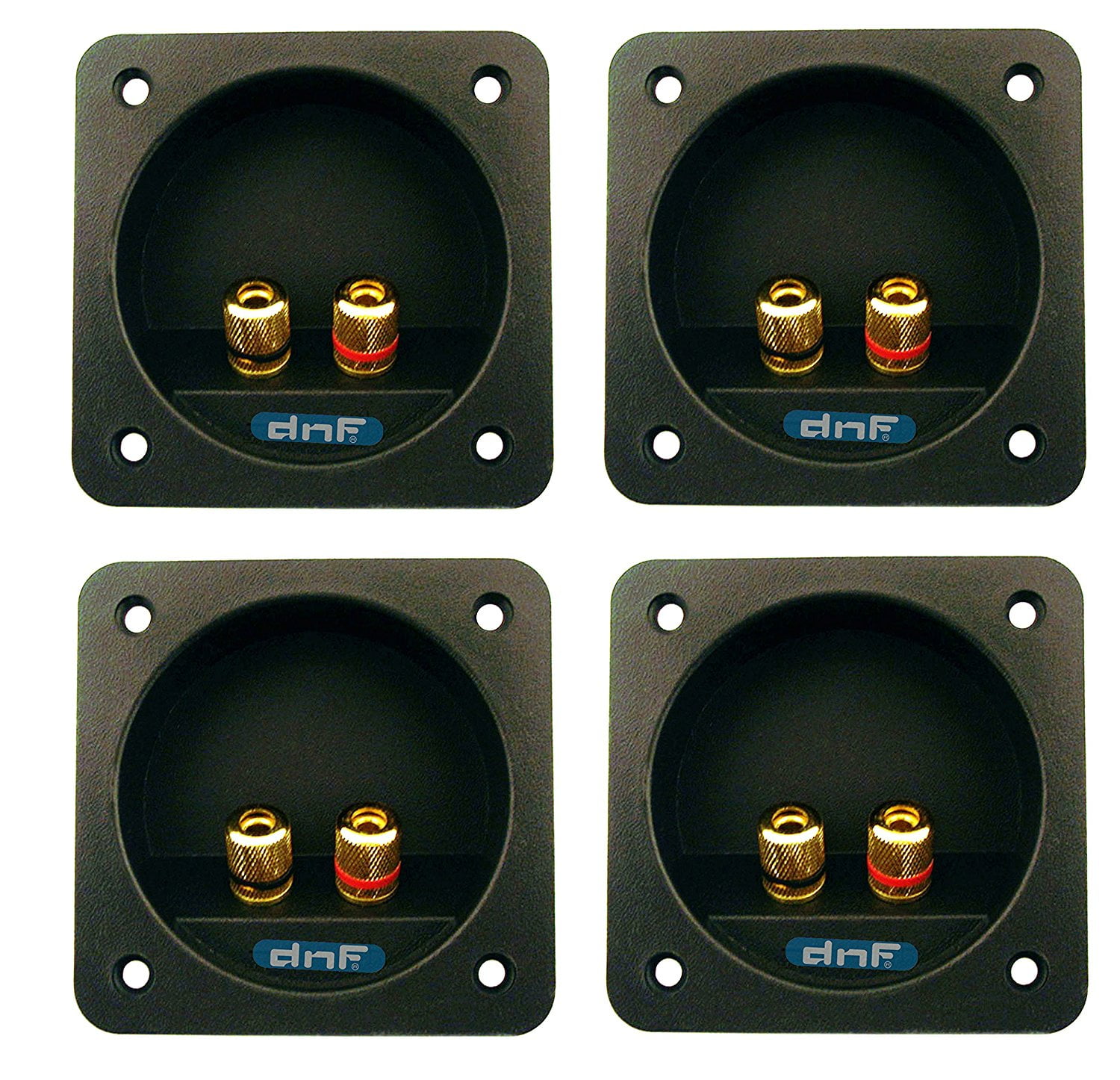 DNF (4 Pack ) Black Square Banana Jack Speaker Box/ Subwoofer Terminal ...
