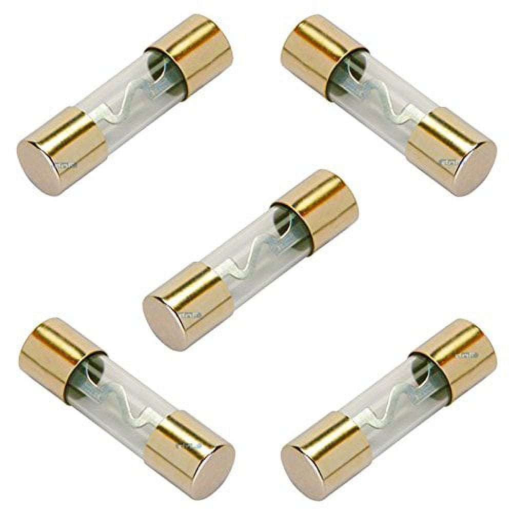DNF 5 Pack 50 AMP AGU Gold Plated Fuses Round Glass Fuses - Walmart.com