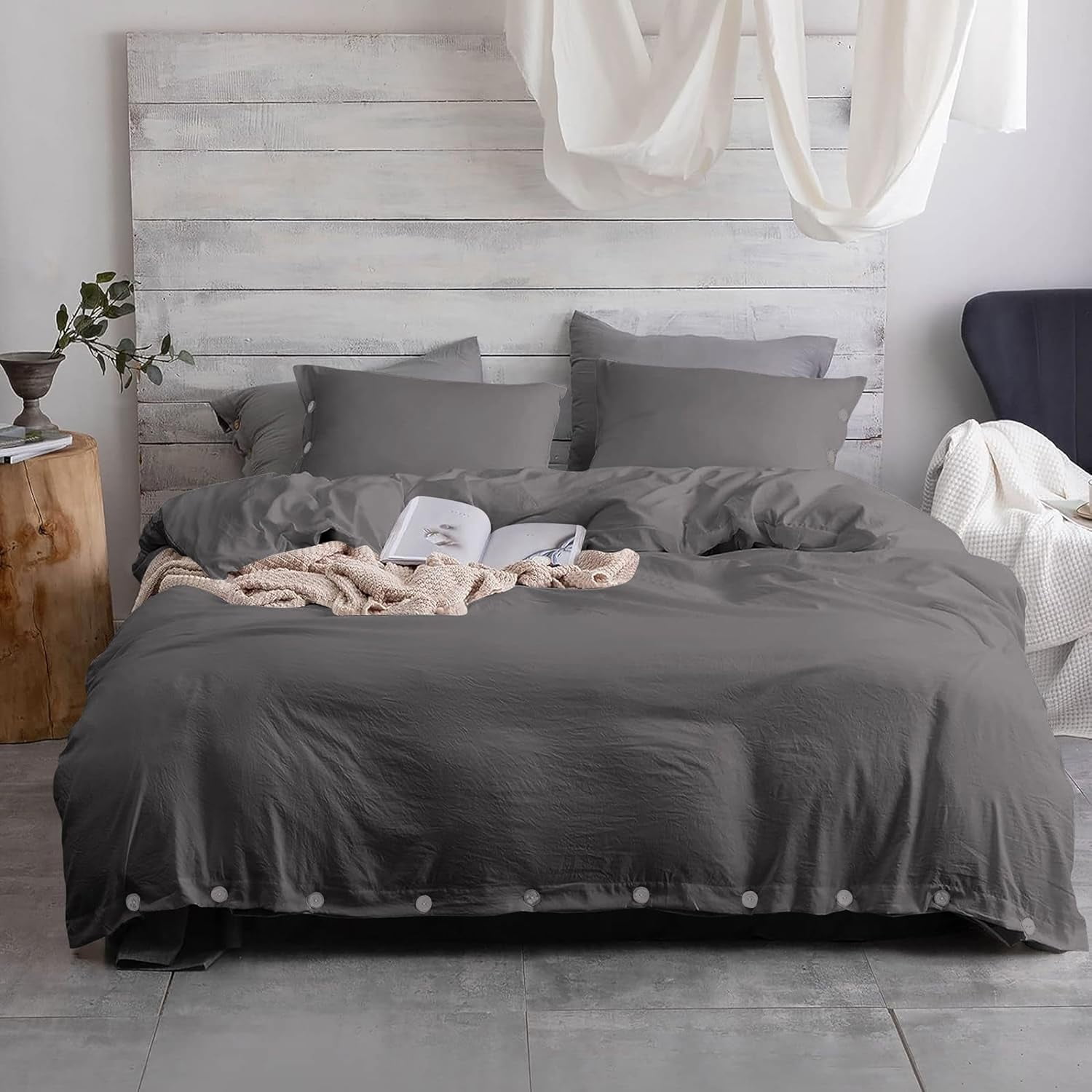 DNG Creations 1 Piece Buttons Closure Duvet Cover White Buttons - 100% ...