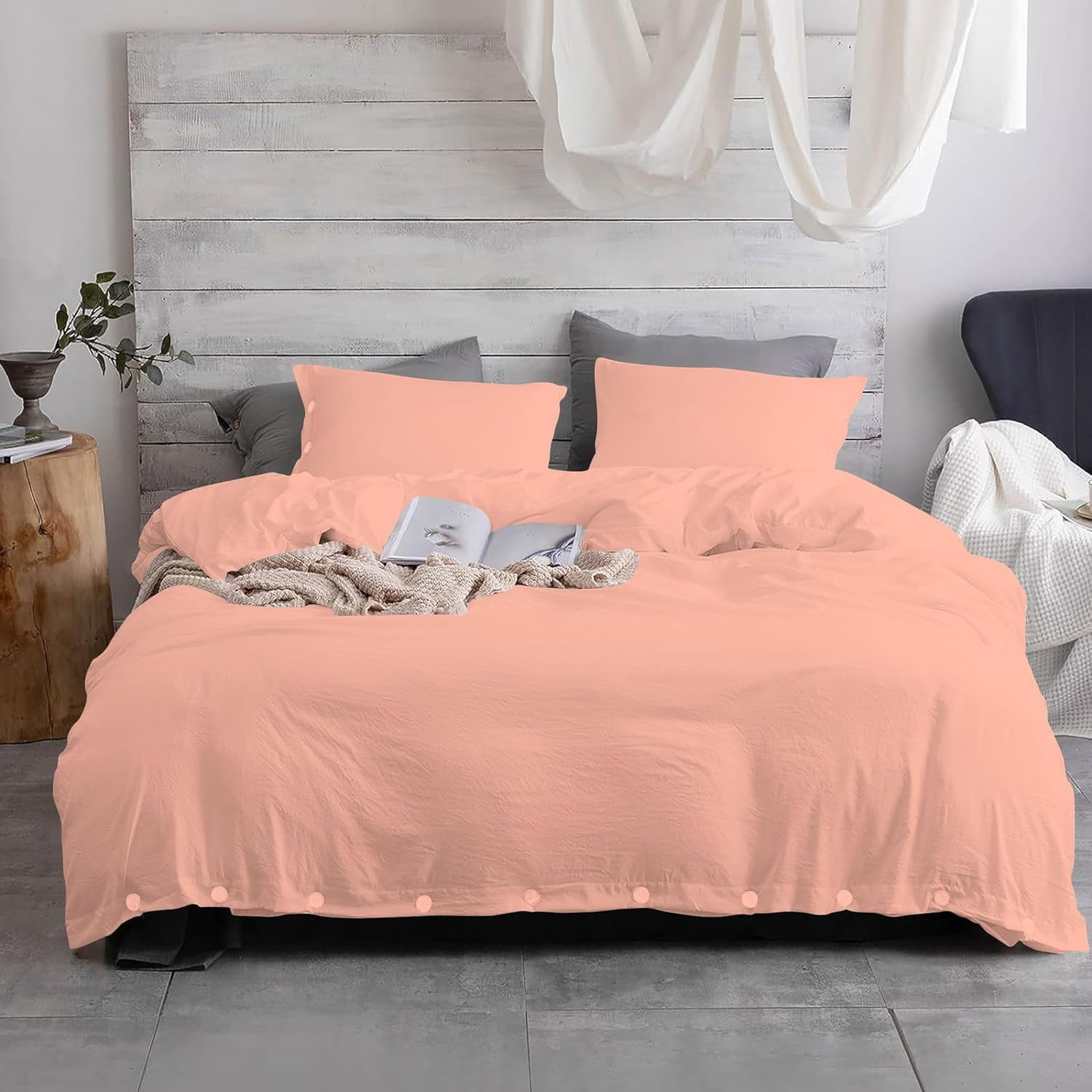 DNG Creations 1 Piece Buttons Closure Duvet Cover White Buttons - 100% ...