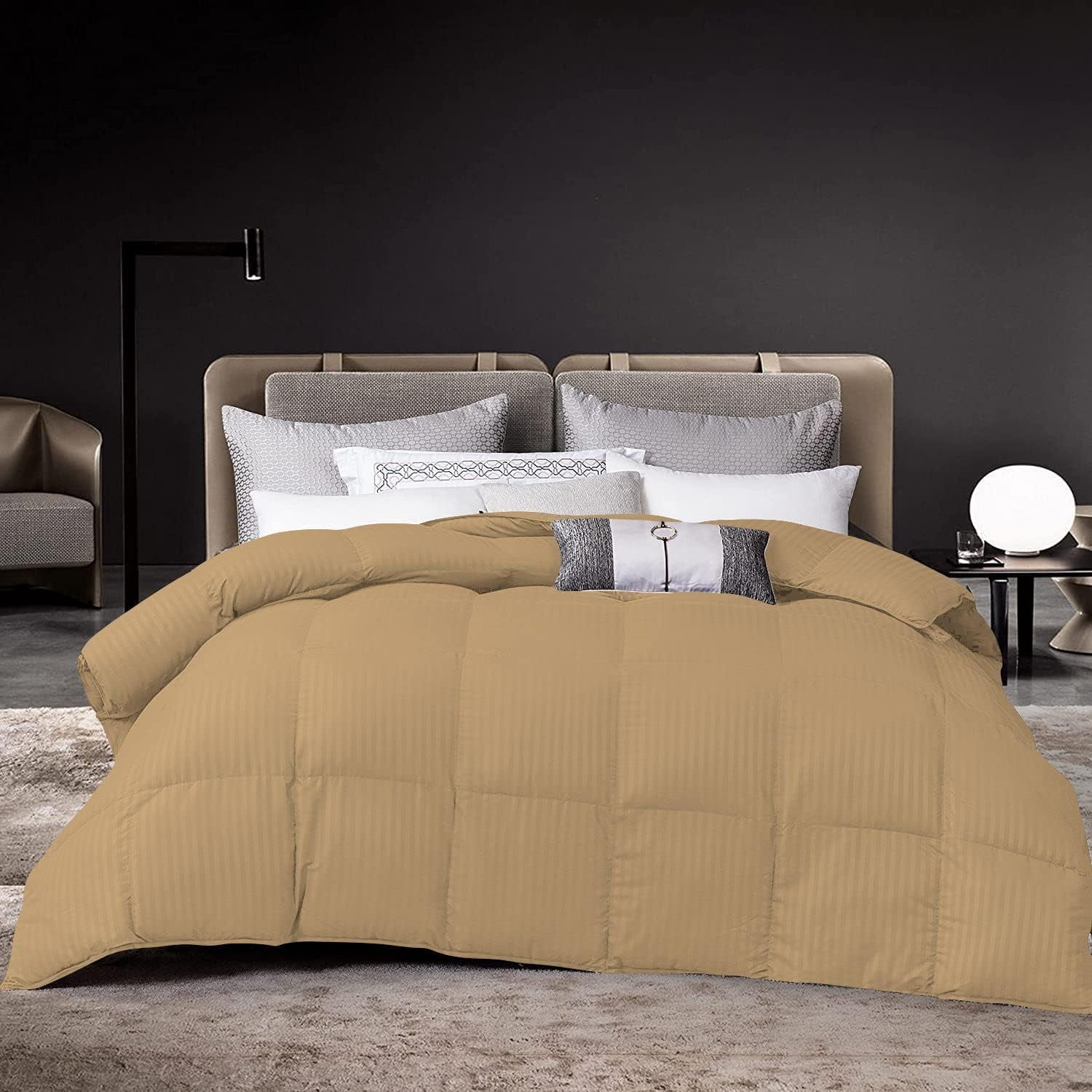 DNG Creations 1 Piece Damask Stripe Comforter 100% Egyptian Cotton 550 ...