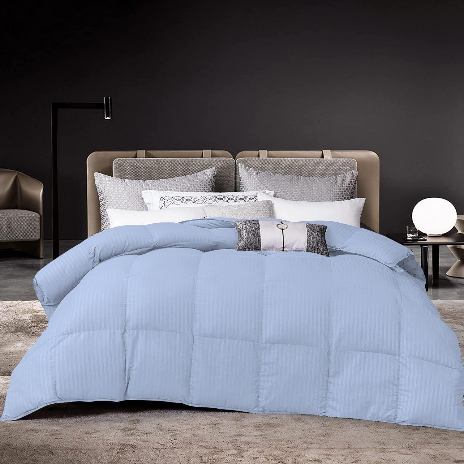 DNG Creations 1 Piece Damask Stripe Comforter 100% Egyptian Cotton 550 ...