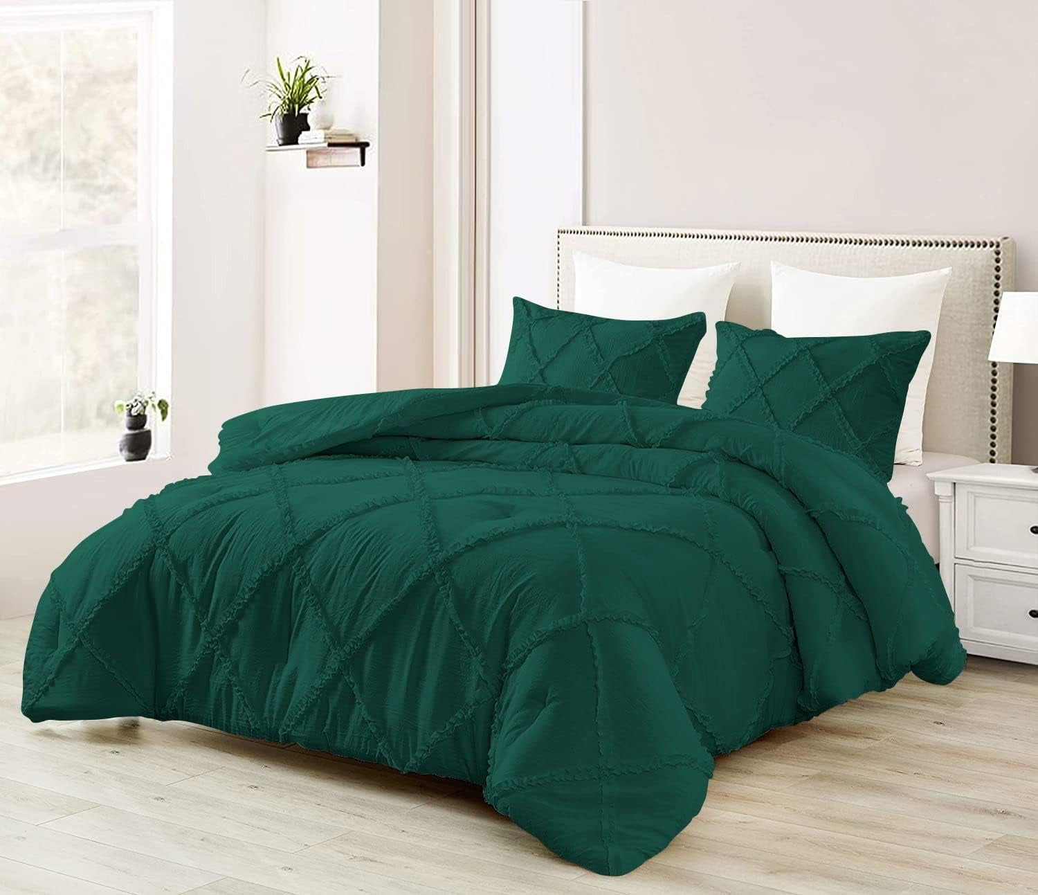 DNG Creations 1 Piece Diamond Ruffle Comforter 100% Egyptian Cotton ...