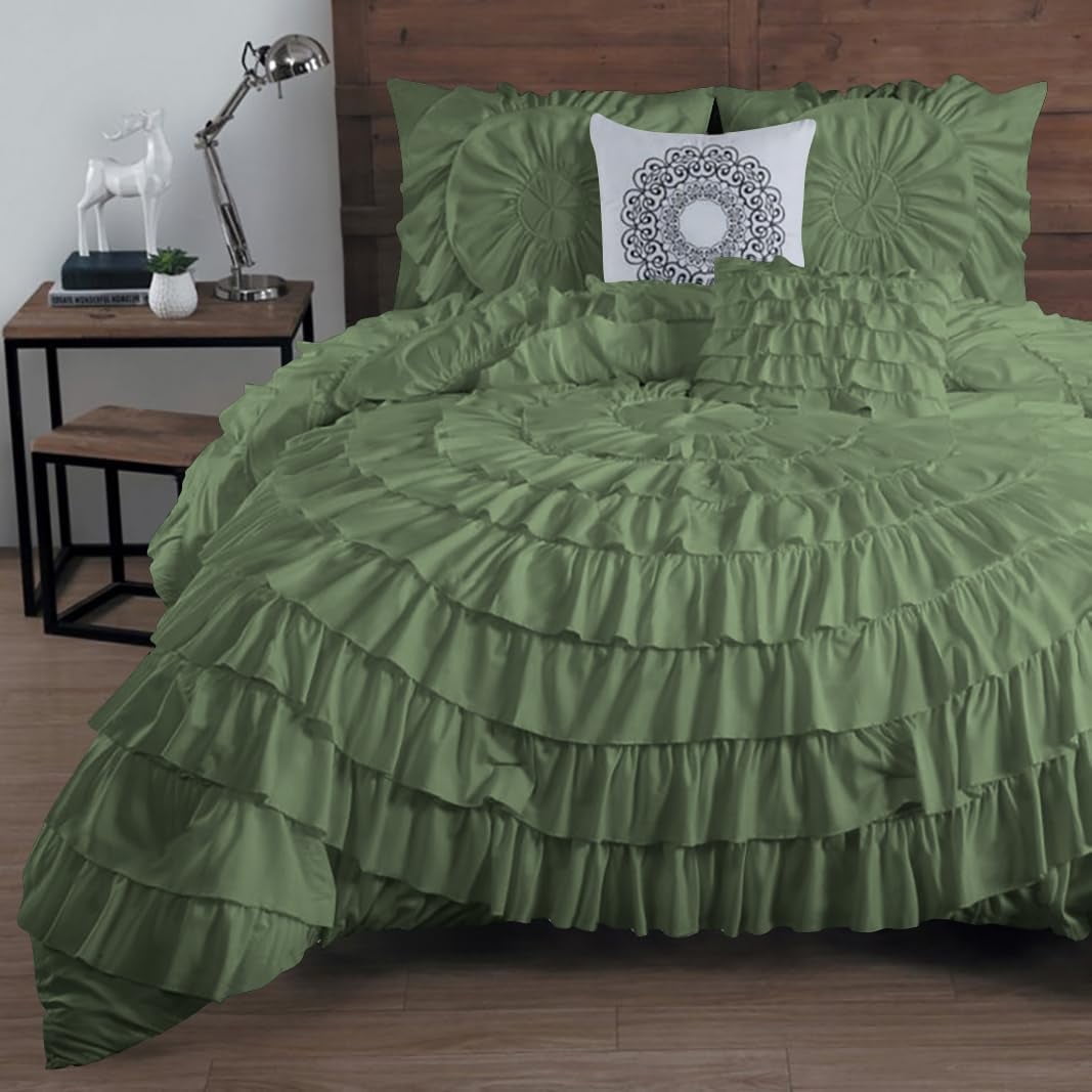 DNG Creations 1 Piece Luxury Circle Ruffle Comforter with 1 Freebie ...