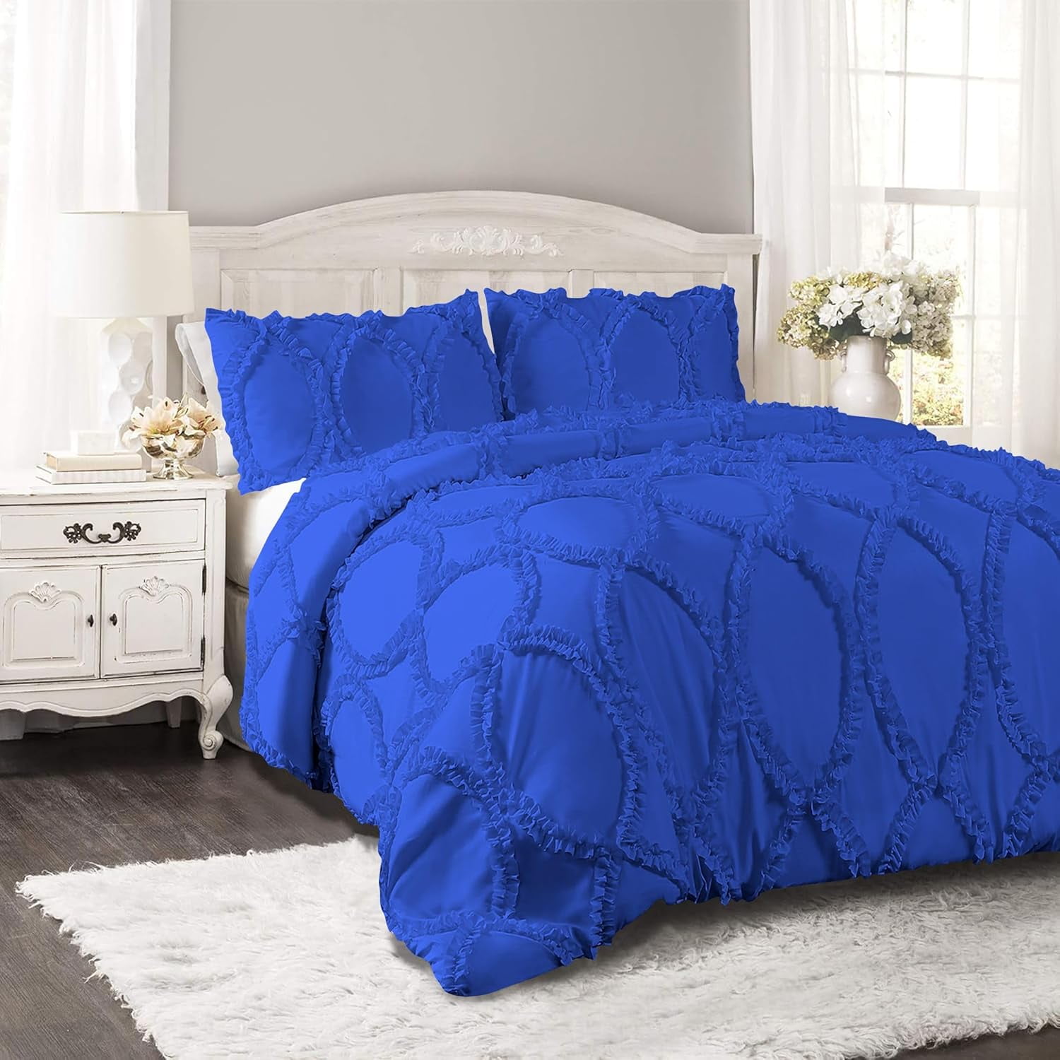 DNG Creations 1 Piece Ruffle Ribbon Design Comforter ( California King ...