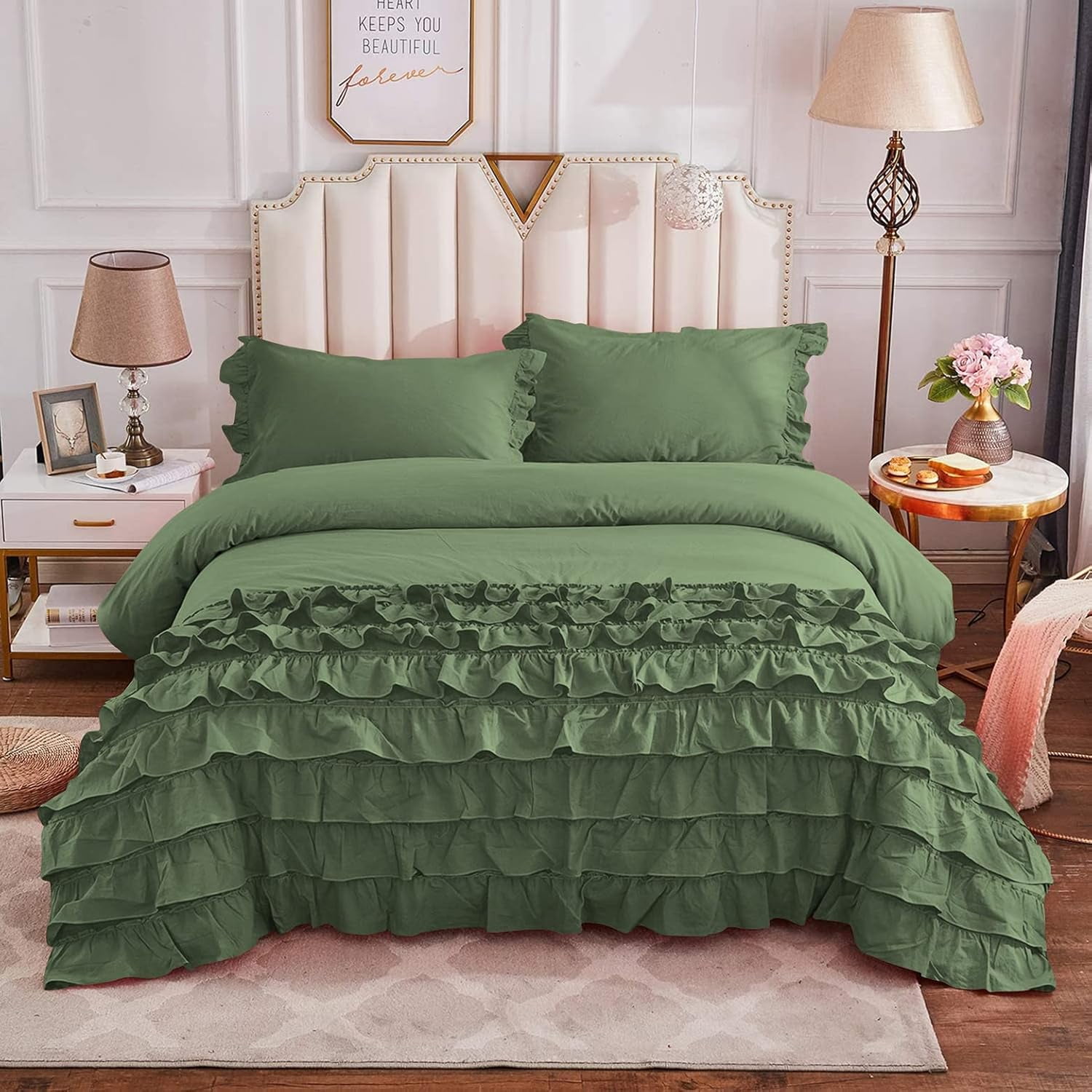 DNG Creations 1 Piece Vintage Ruffle Duvet Cover 100% Egyptian Cotton ...