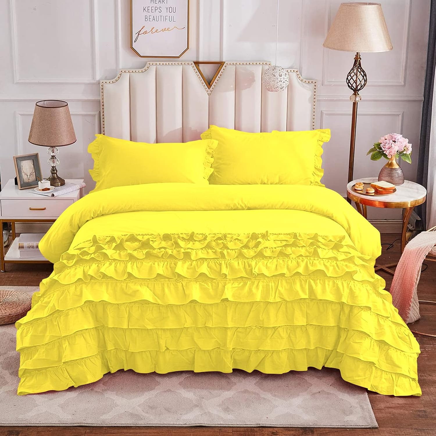 DNG Creations 1 Piece Vintage Ruffle Duvet Cover 100% Egyptian Cotton ...