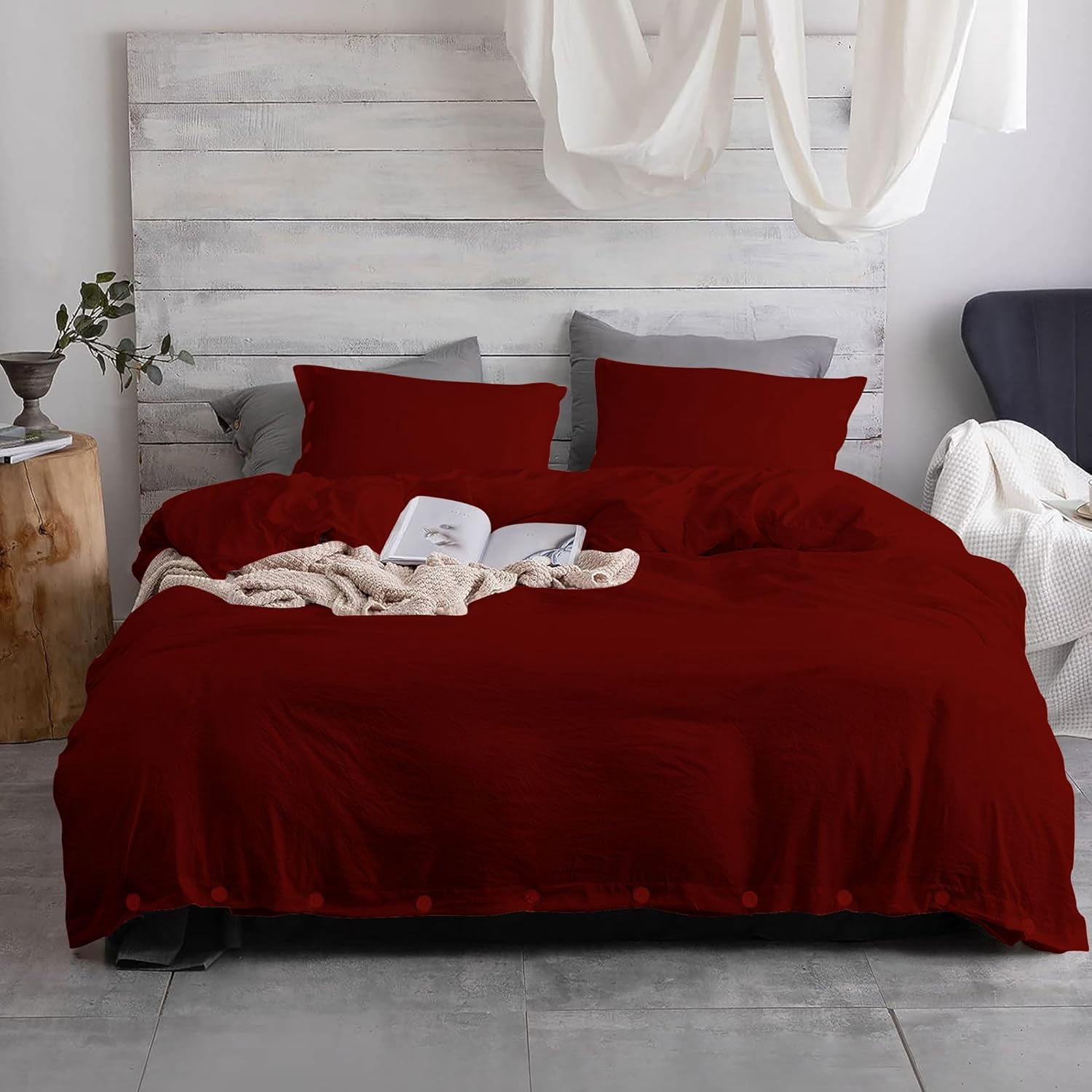 DNG Creations 3 Piece Buttons Closure Duvet Cover White Buttons - 100% ...