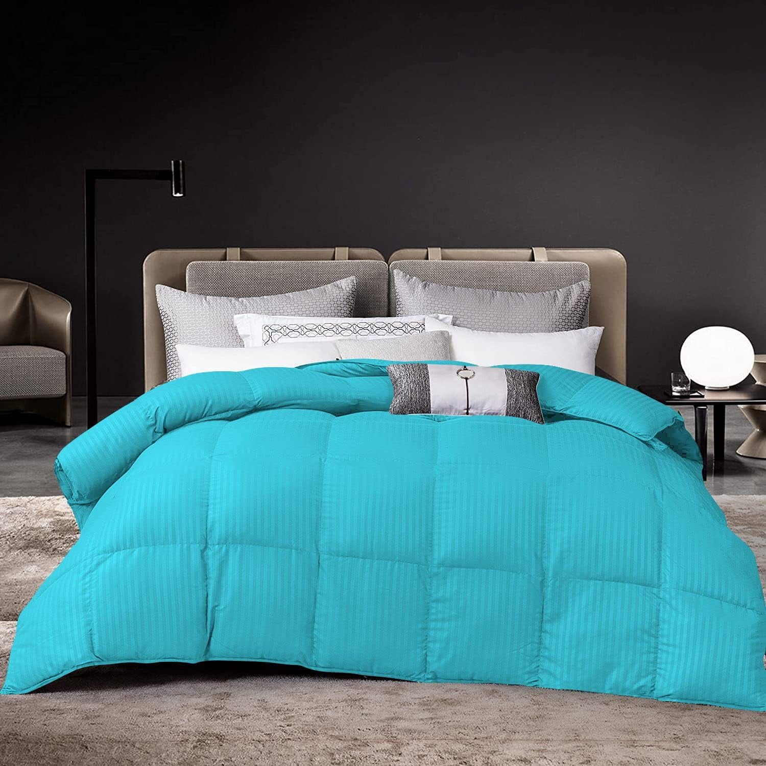 DNG Creations 3 Piece Damask Stripe Comforter 100% Egyptian Cotton 550 ...