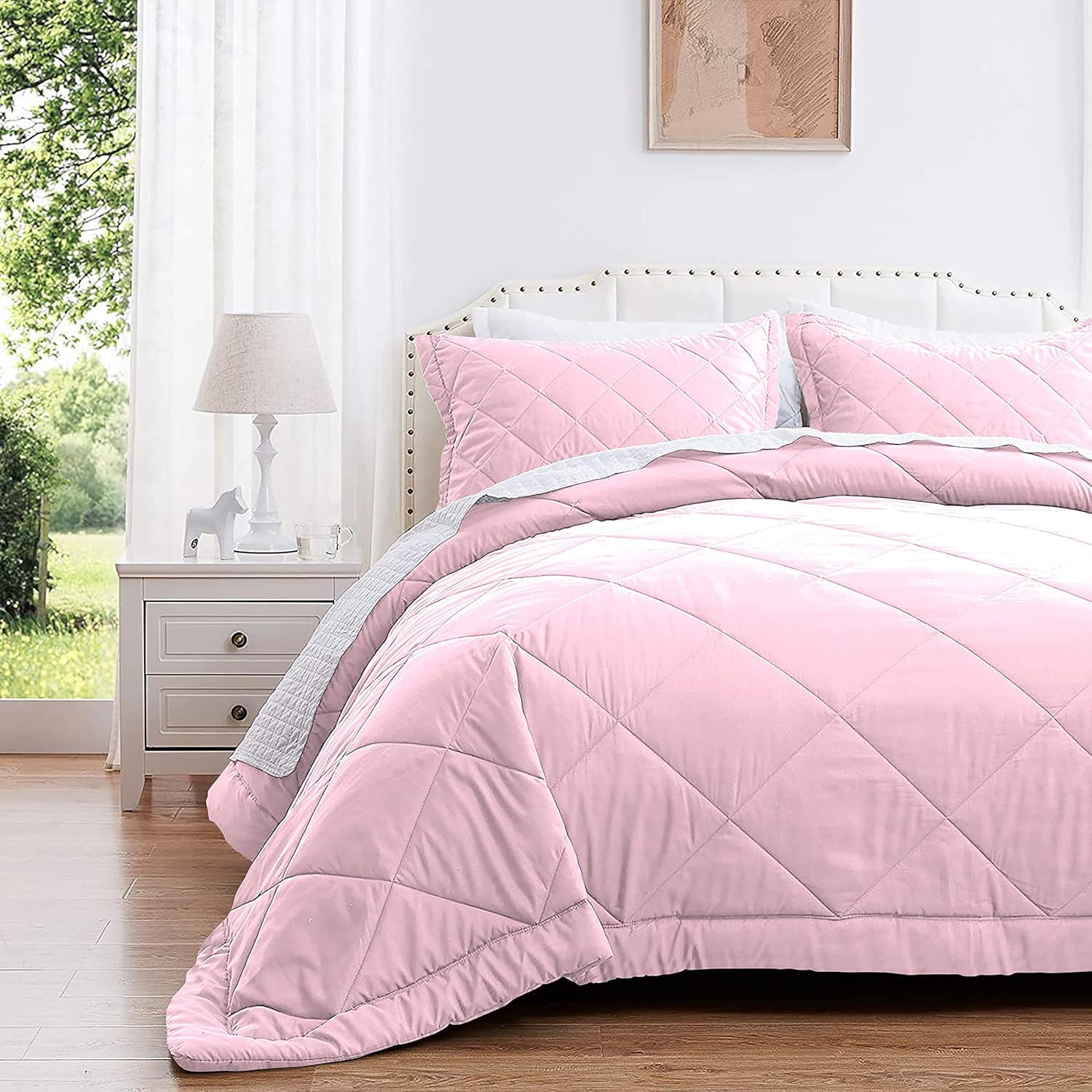 DNG Creations 3 Piece Diamond Pattern Comforter Set, 800 Thread Count ...