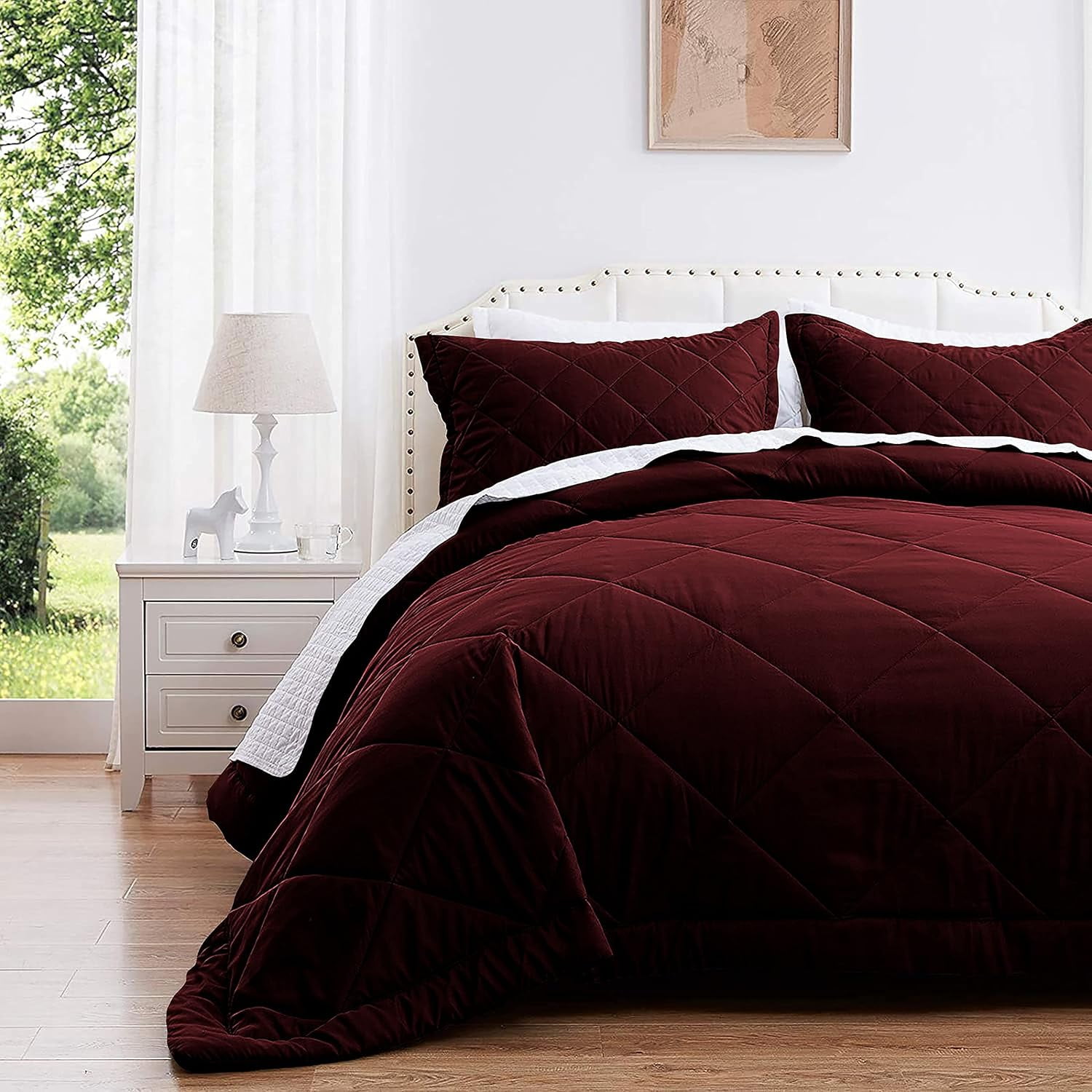 DNG Creations 3 Piece Diamond Pattern Comforter Set, 800 Thread Count ...