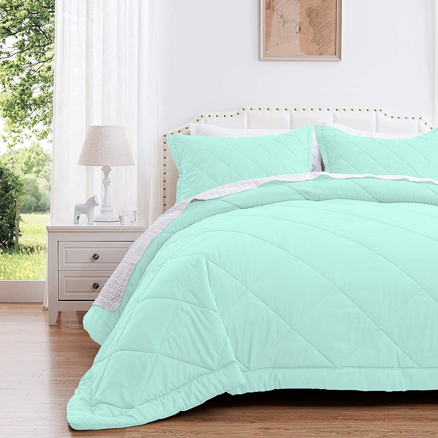 DNG Creations 3 Piece Diamond Pattern Comforter Set, 800 Thread Count ...