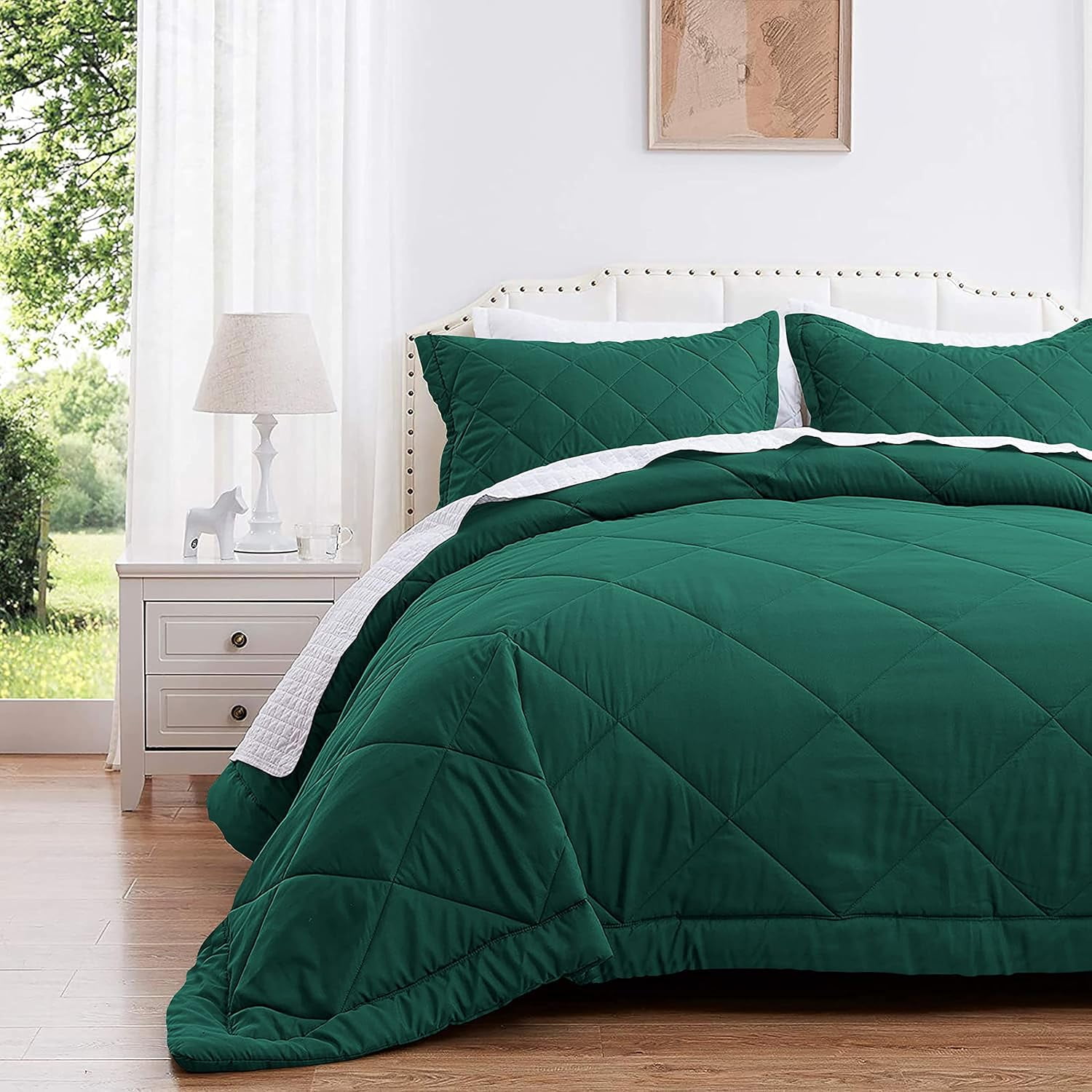 DNG Creations 3 Piece Diamond Pattern Comforter Set, 800 Thread Count ...