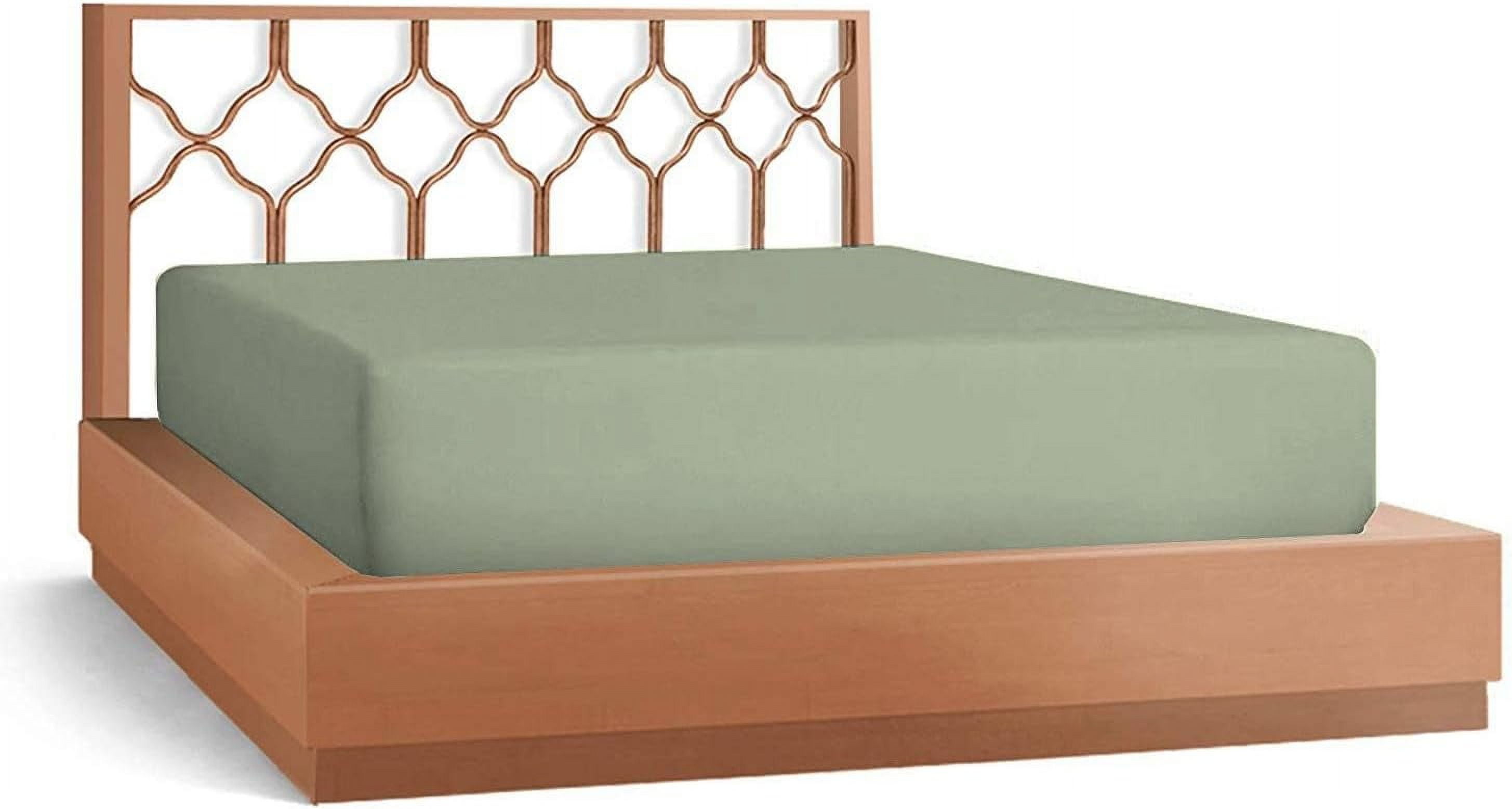 DNG Creations 3-Piece Fitted Sheet Set 15-Inch Deep Pocket (Solid Light Sage - Olympic Queen ...